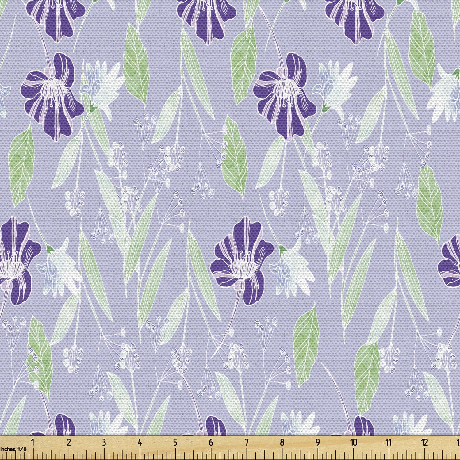 Floral Fabric by the Yard, Lilac Tones Peduncles Hand Picked Flowers ...