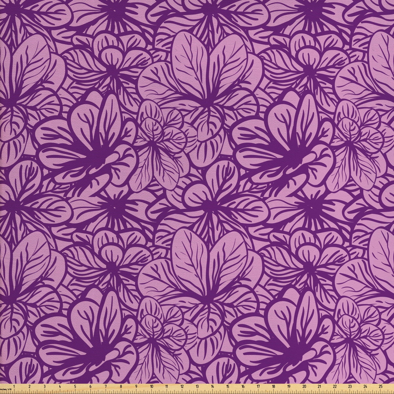 Ambesonne Floral Fabric by the Yard Upholstery, Monochrome Intricate ...