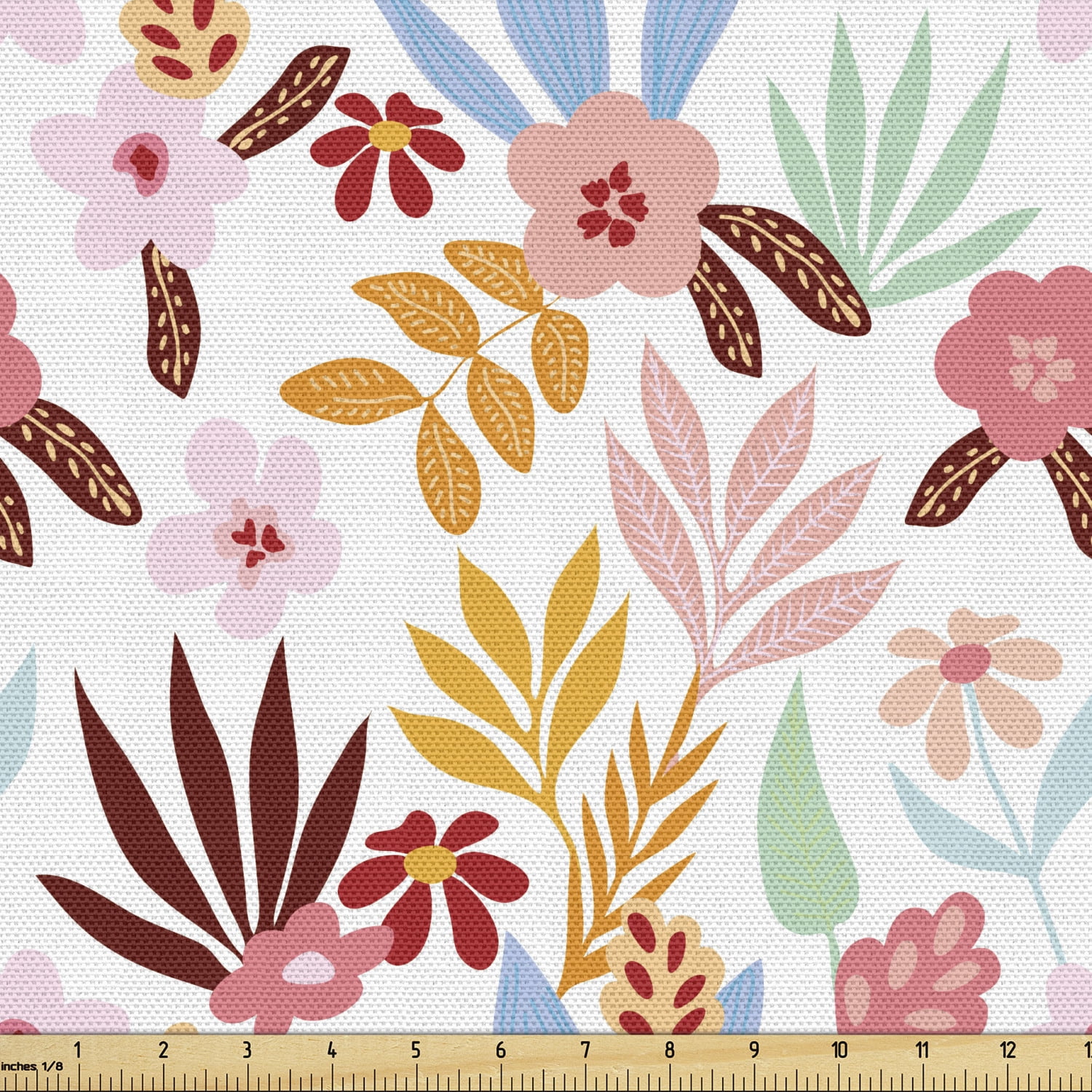 Floral Fabric by the Yard, Pattern Illustrated with Colorful Palm ...