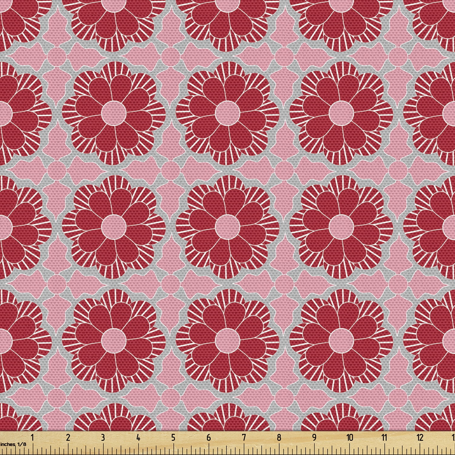 Ambesonne Floral Fabric by the Yard Upholstery, Rhythmic Abstract ...