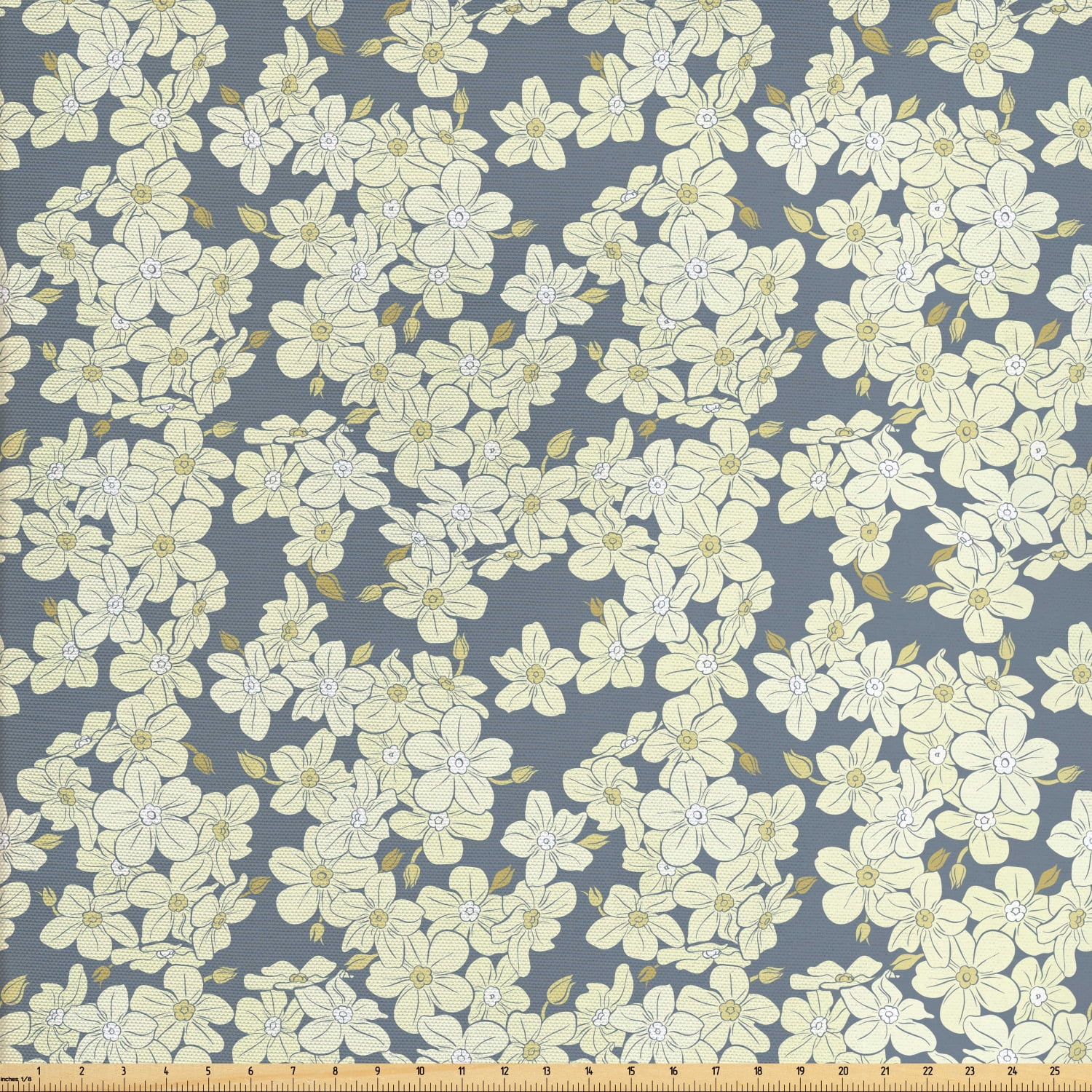 Floral Fabric by the Yard, Rhythmic Blossoming Flowers Illustration ...