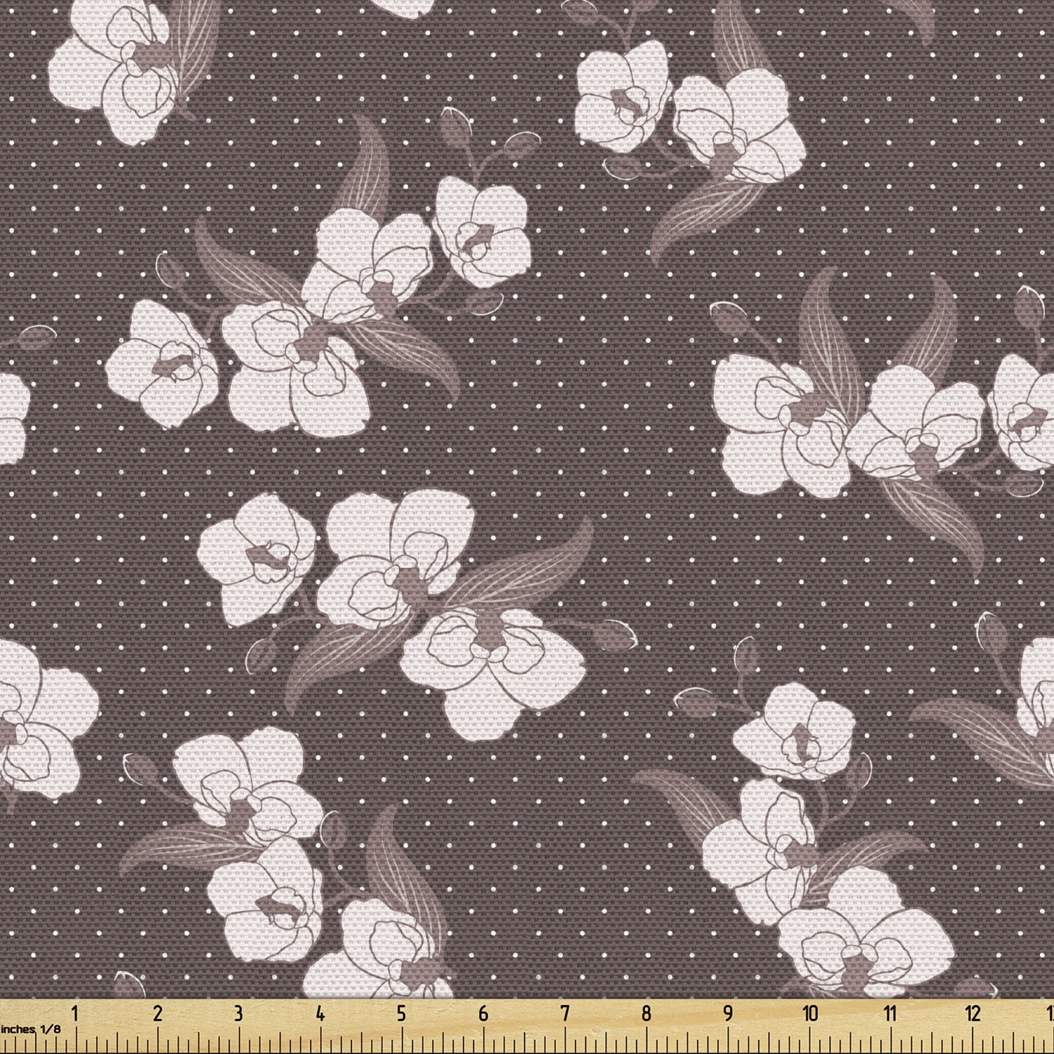 Floral Fabric by the Yard, Rhythmic Pattern Hand Drawn Like Ornamental ...