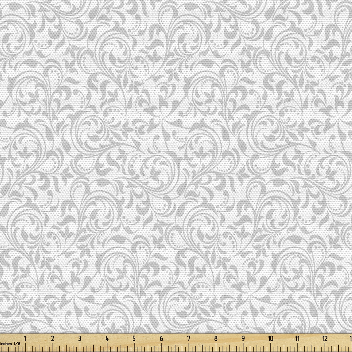 Ambesonne Floral Fabric by the Yard Upholstery, Simplistic Baroque ...