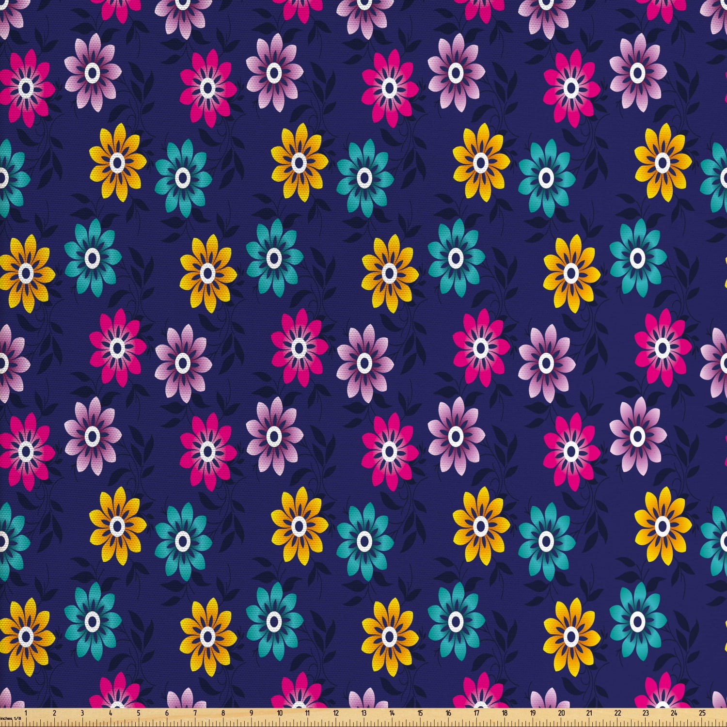 Ambesonne Floral Fabric by the Yard Upholstery, Colorful Flowers Love ...
