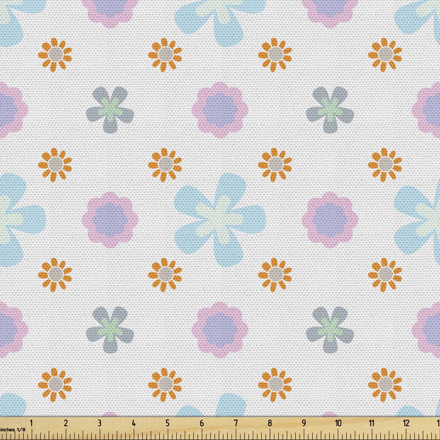 Floral Fabric by the Yard, Spring Themed Abstract Doodle Flowers ...