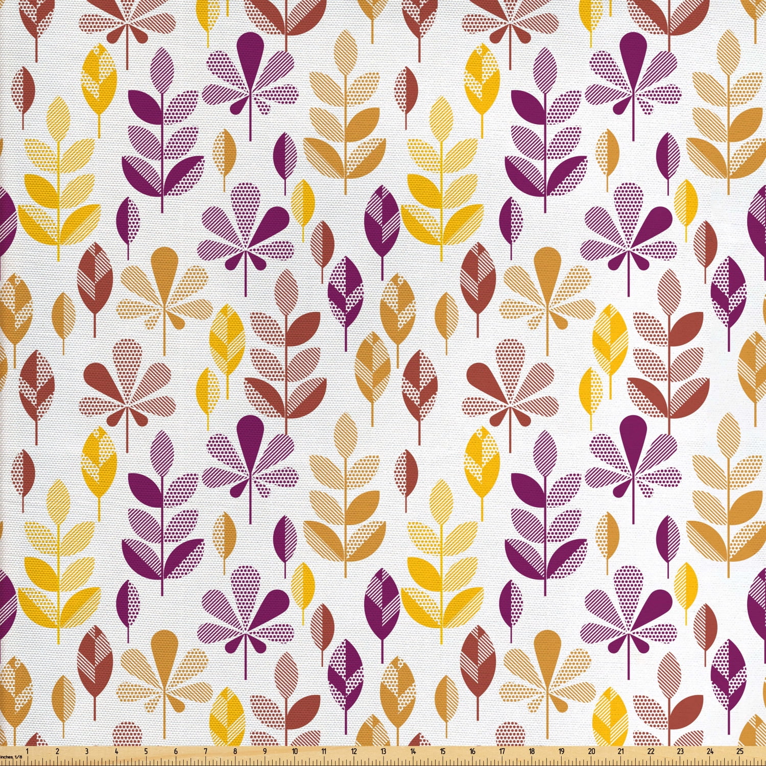 Ambesonne Floral Fabric by the Yard Upholstery, Ear of Wheat and Leaves ...