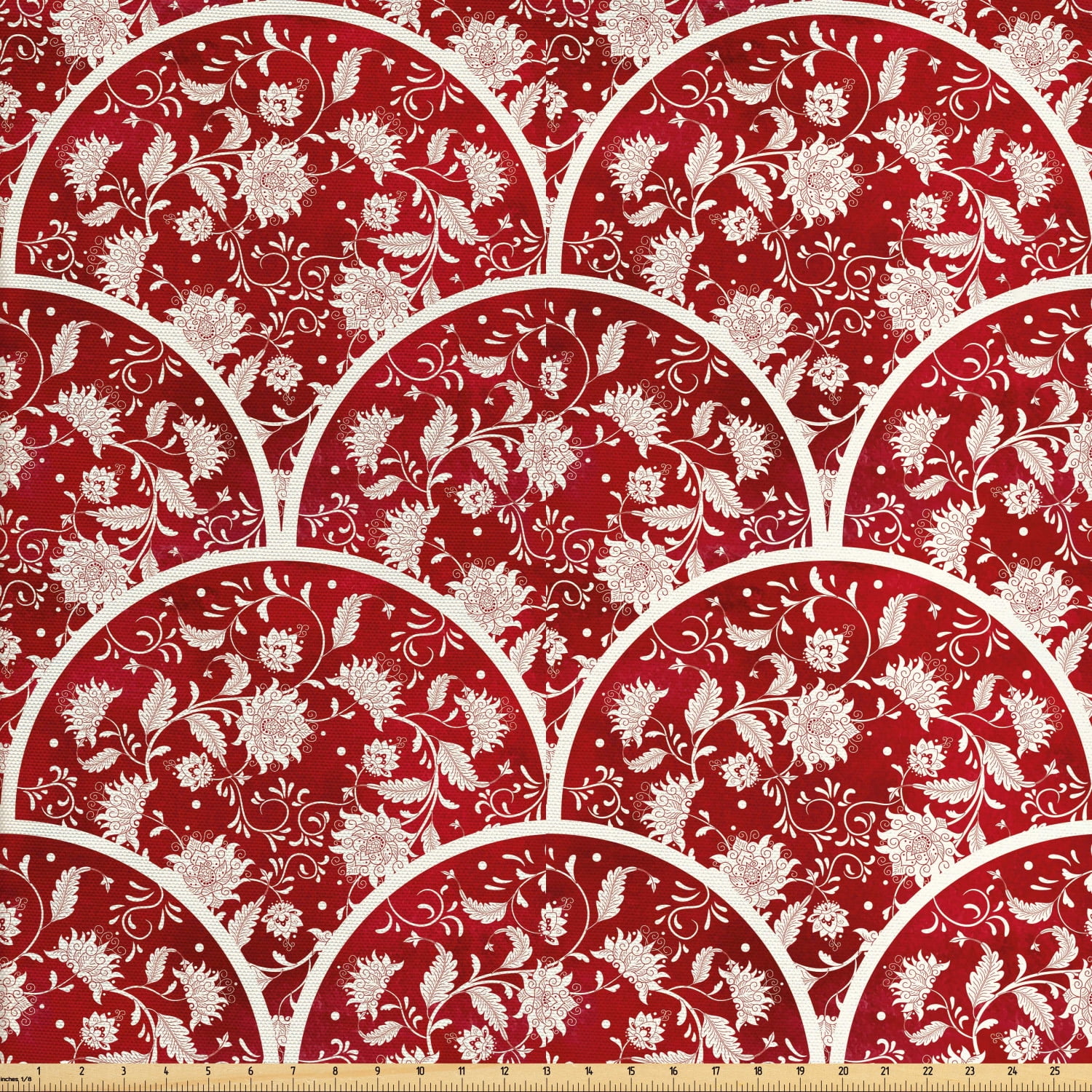 Floral Fabric by the Yard, Themed Traditional Motif with Curlicue ...