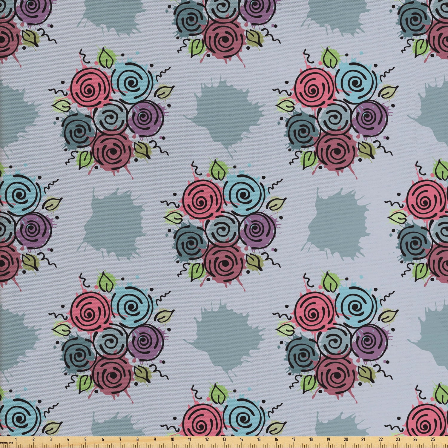 Floral Fabric by the Yard Upholstery, Abstract Bouquet of Flowers with ...