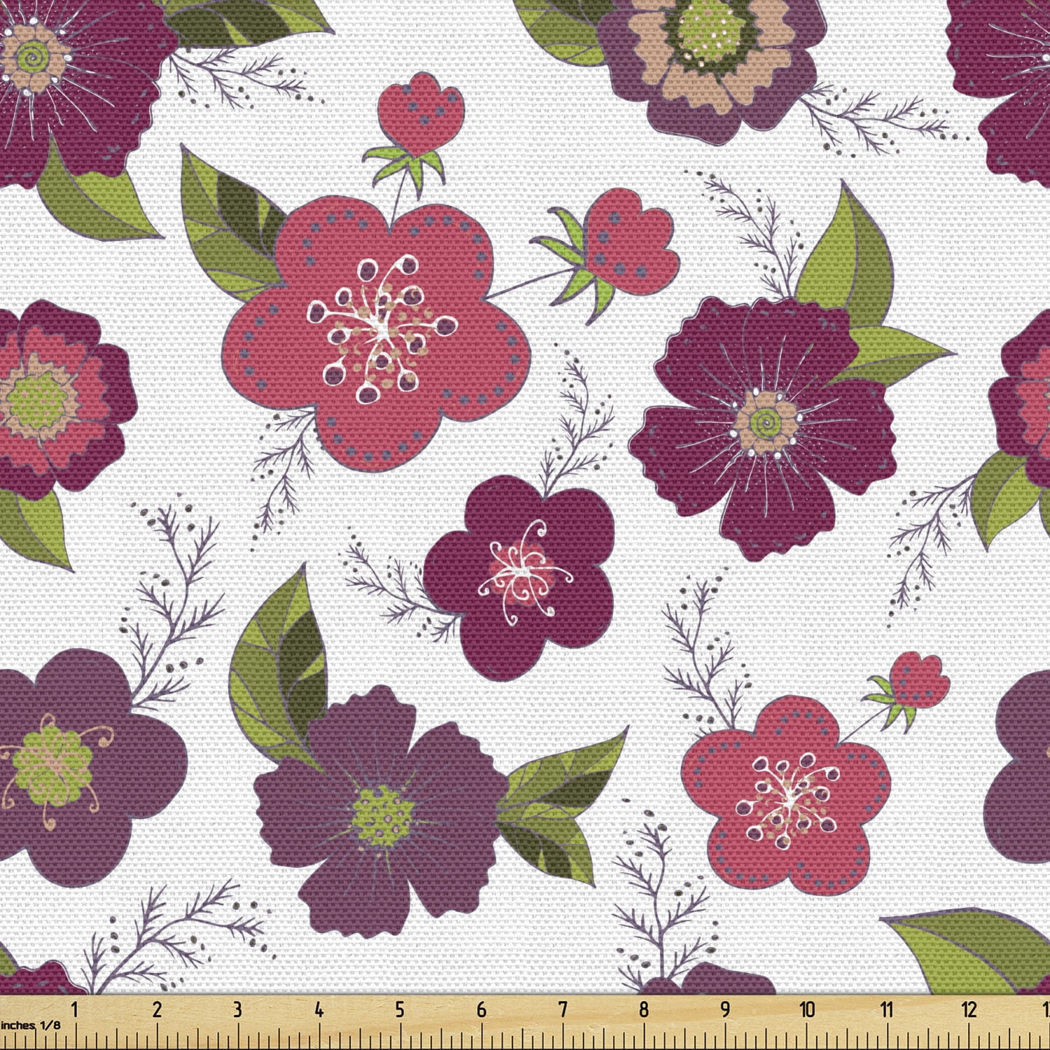 Ambesonne Floral Fabric by the Yard Upholstery, Romantic Garden Petals ...