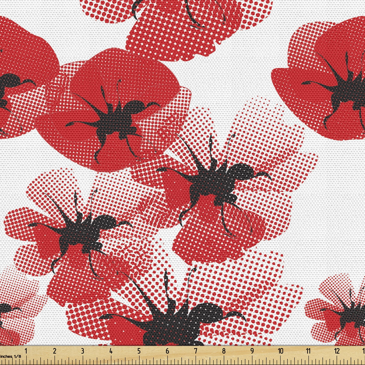 Ambesonne Floral Fabric by the Yard Upholstery, Poppies Vibrant Colors ...