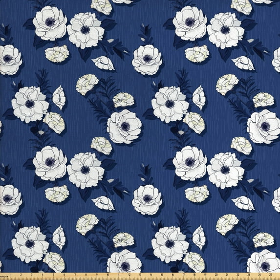 Floral Fabric by the Yard Upholstery, Repetitive Blooming Clove Flowers ...