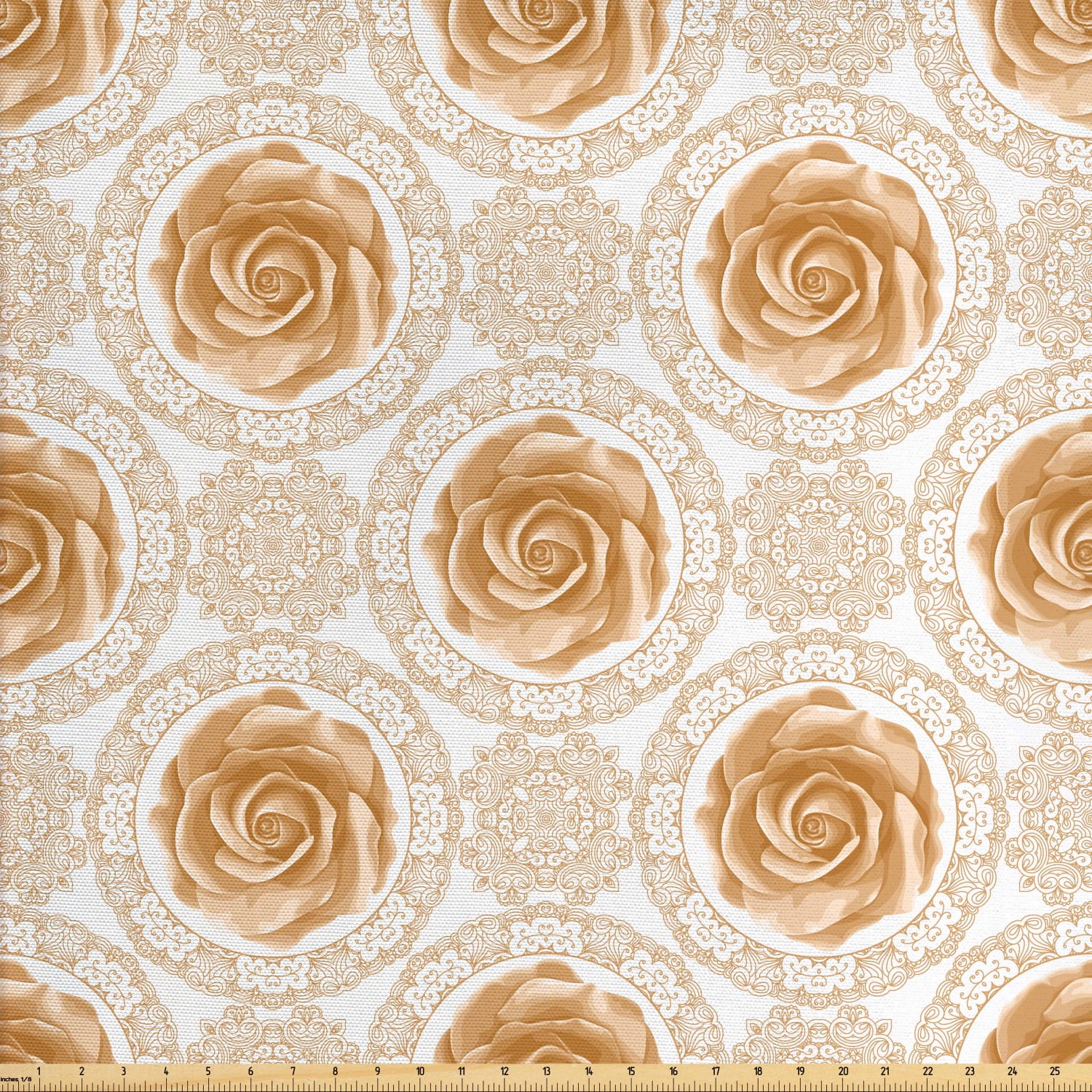 Ambesonne Floral Fabric by the Yard Upholstery, Rose Florets, 5 Yards ...