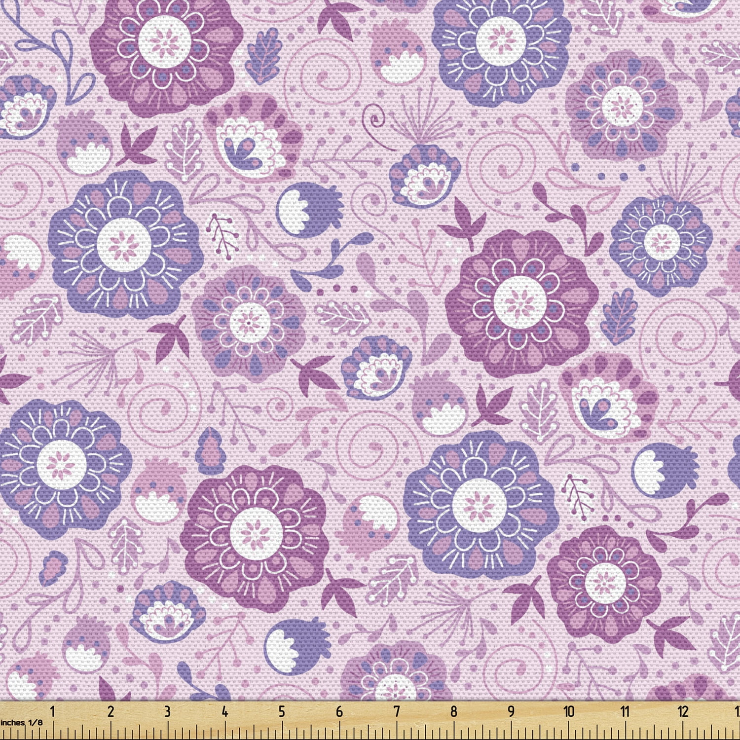 Ambesonne Floral Fabric by the Yard Upholstery, Flower Petals Motif ...
