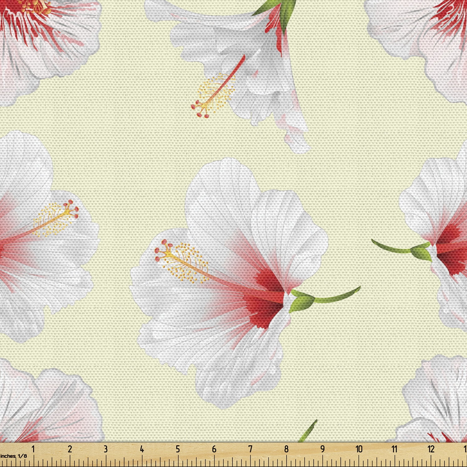 Ambesonne Floral Fabric by the Yard Upholstery, Tropical Hibiscus ...