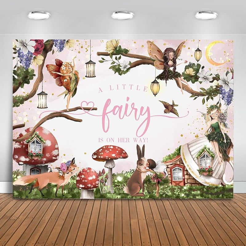 Floral Fairy Baby Shower Backdrop Fairy Tale Wonderland Princess Girl ...