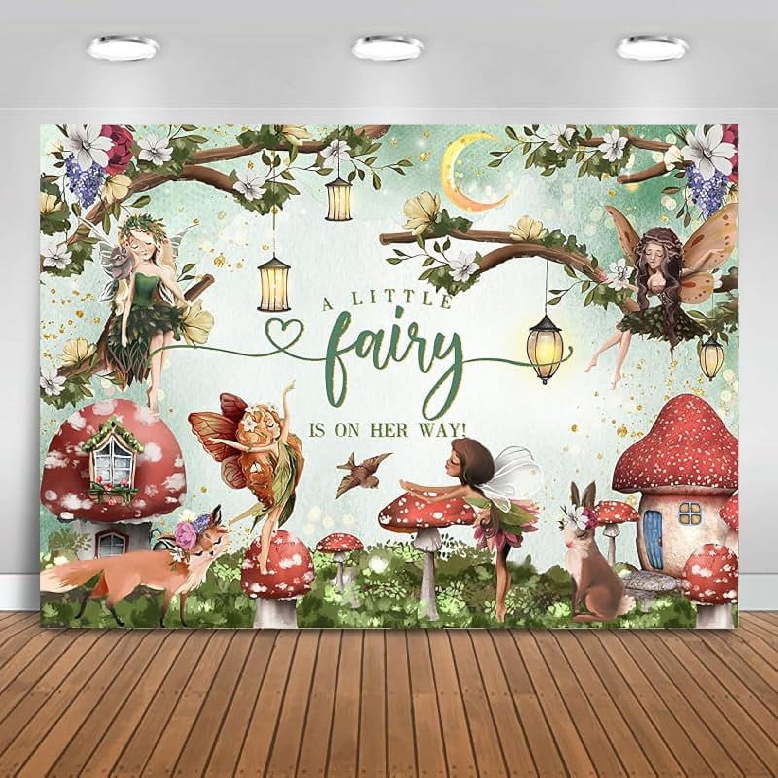 Floral Fairy Baby Shower Backdrop Fairy Tale Wonderland Princess Girl Baby Shower Background A ...