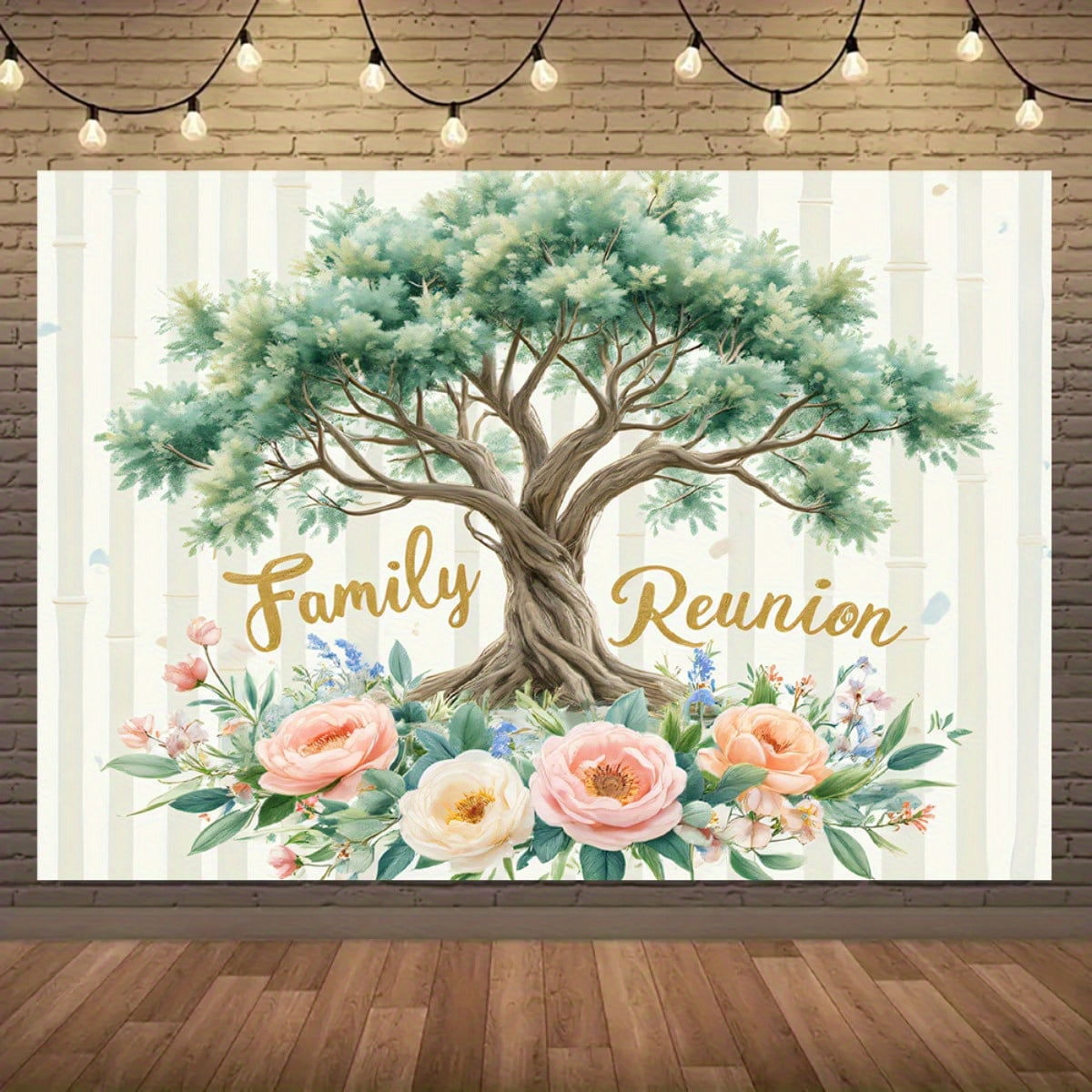 Floral Family Reunion Backdrop Green Family Tree Reunion Photography ...
