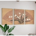 Floral Fan Artwork Japanese Ink Art Set 3 Unframed Paper Print 16x24 ...