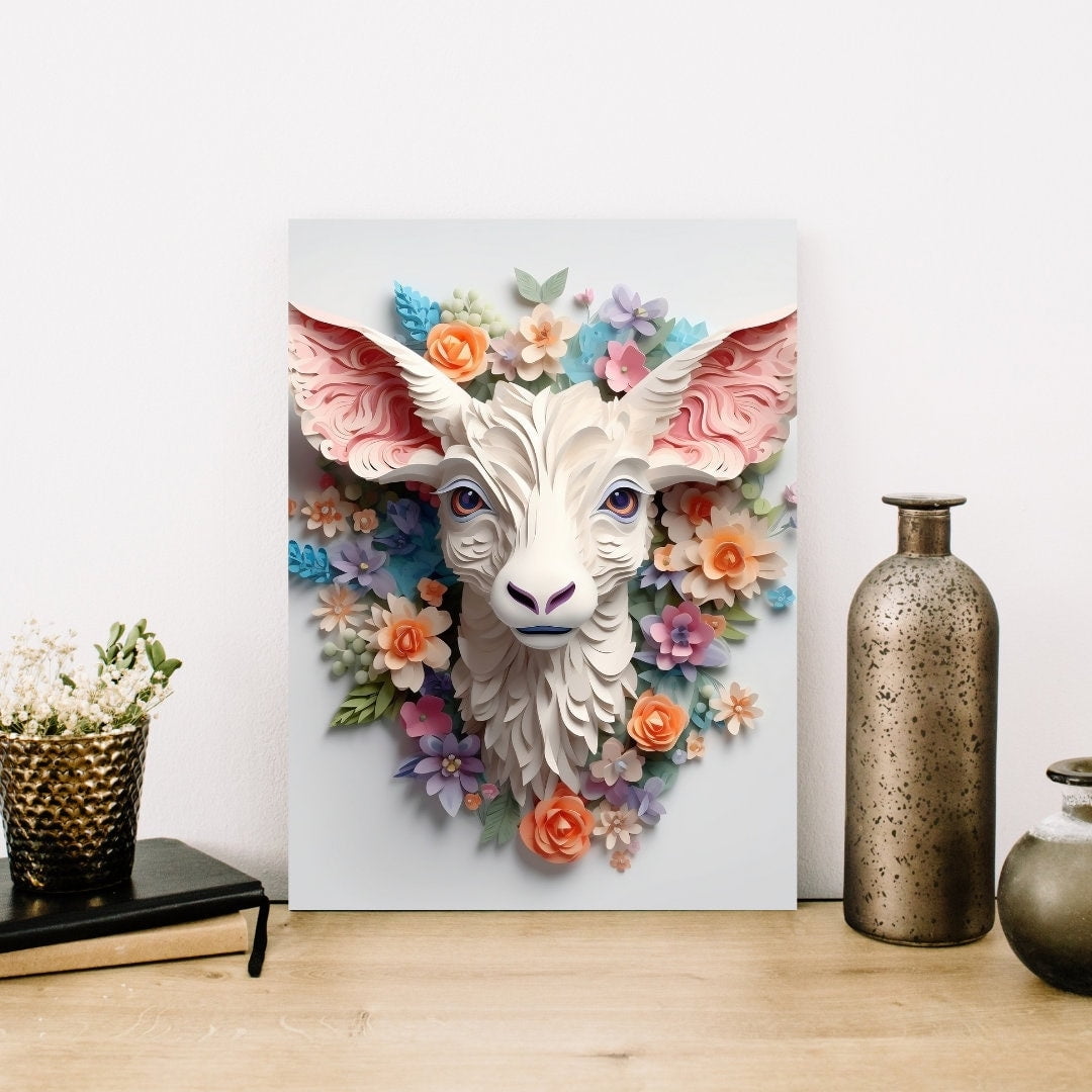 Floral Fantasy Goat - 3D Animal Canvas/Poster Art Prints â€“ The ...