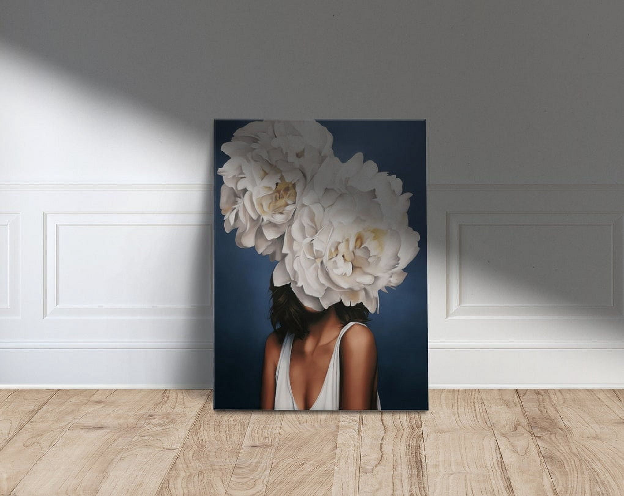 Floral Female Head Art, White Rose Wall Art, Roses And Woman, Woman ...