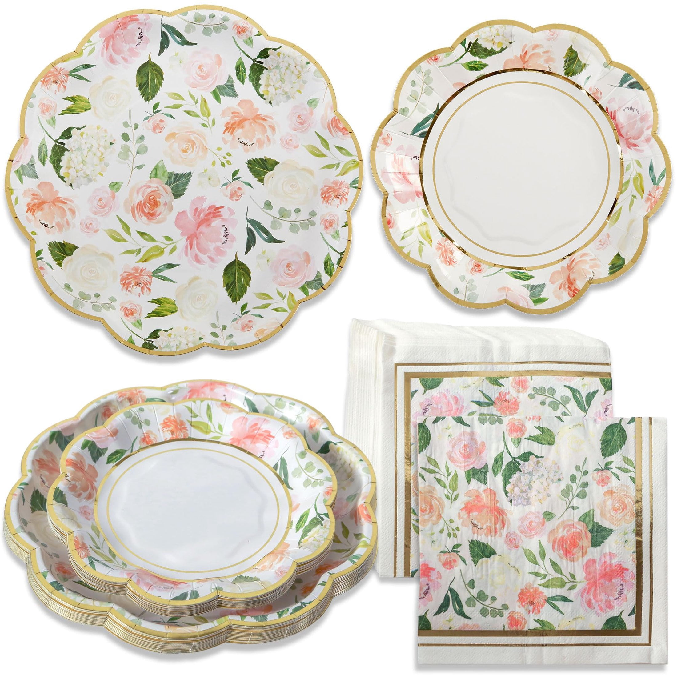 Floral Fiesta 62 Piece Brunch Tableware Set - Includes Heavy Duty ...