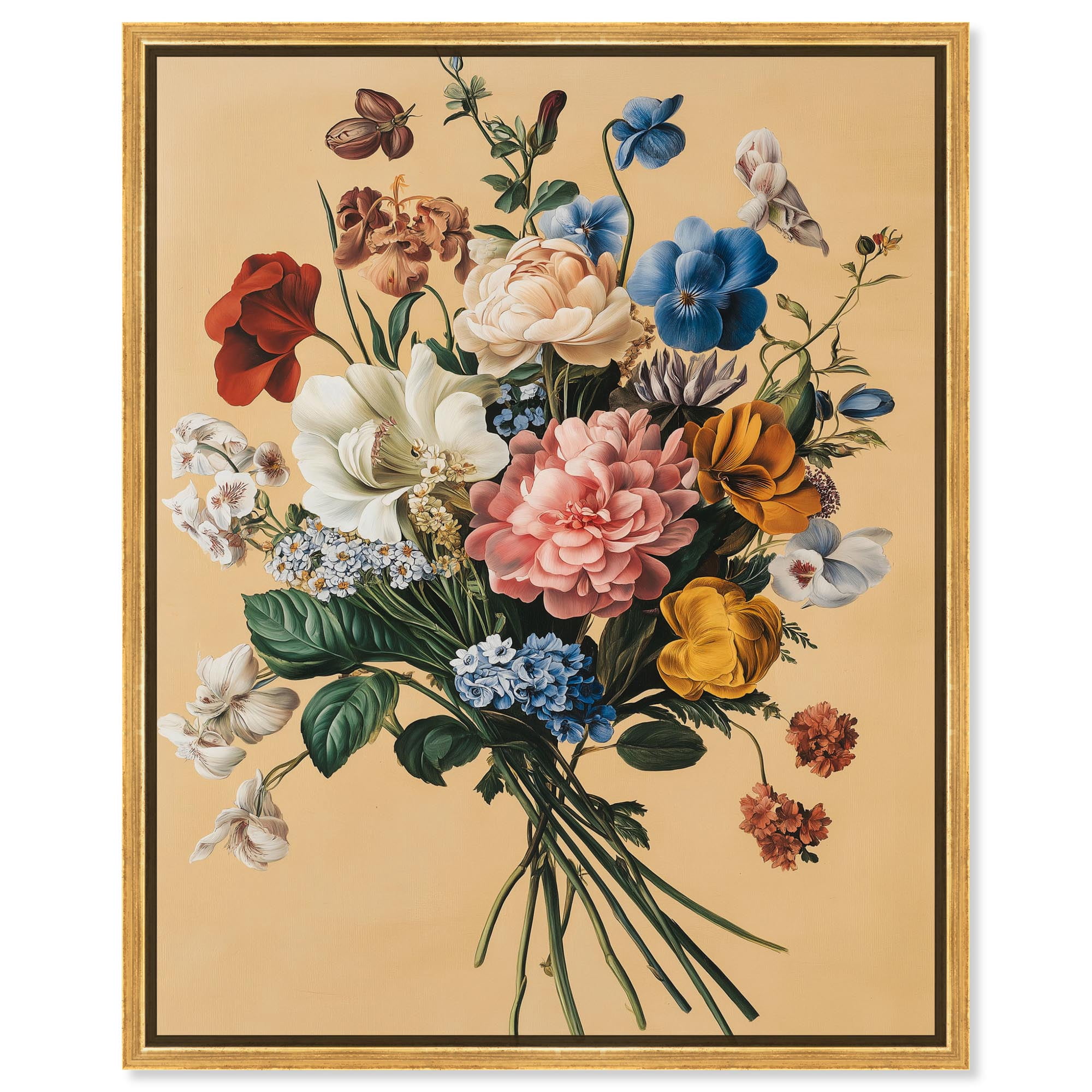 Floral Fiesta Canvas Delicate Floral Art by Art Remedy, Gold Frame, 24 ...
