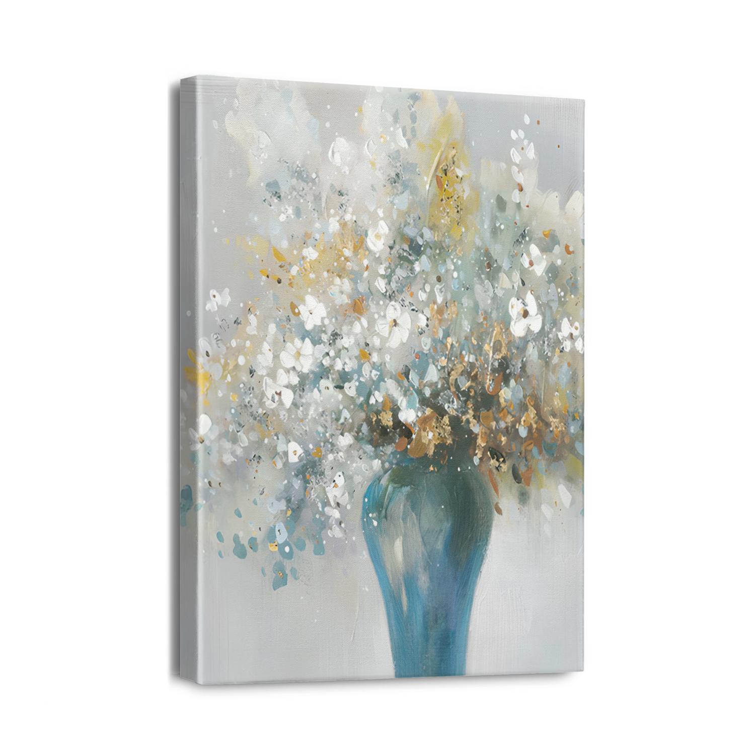 Floral Fiesta Elegant Bathroom Decor, 16x12 inch Canvas Painting for ...