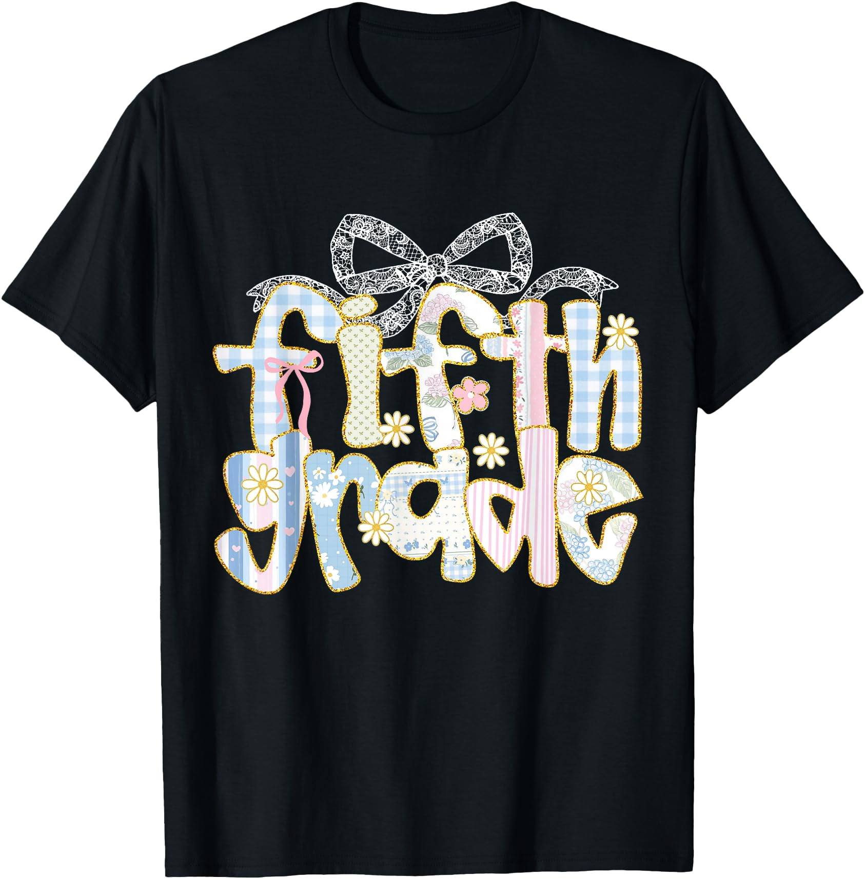 Floral Fifth Grade Coquette Bow 5th Grade Teacher Girl Kid T-Shirt ...