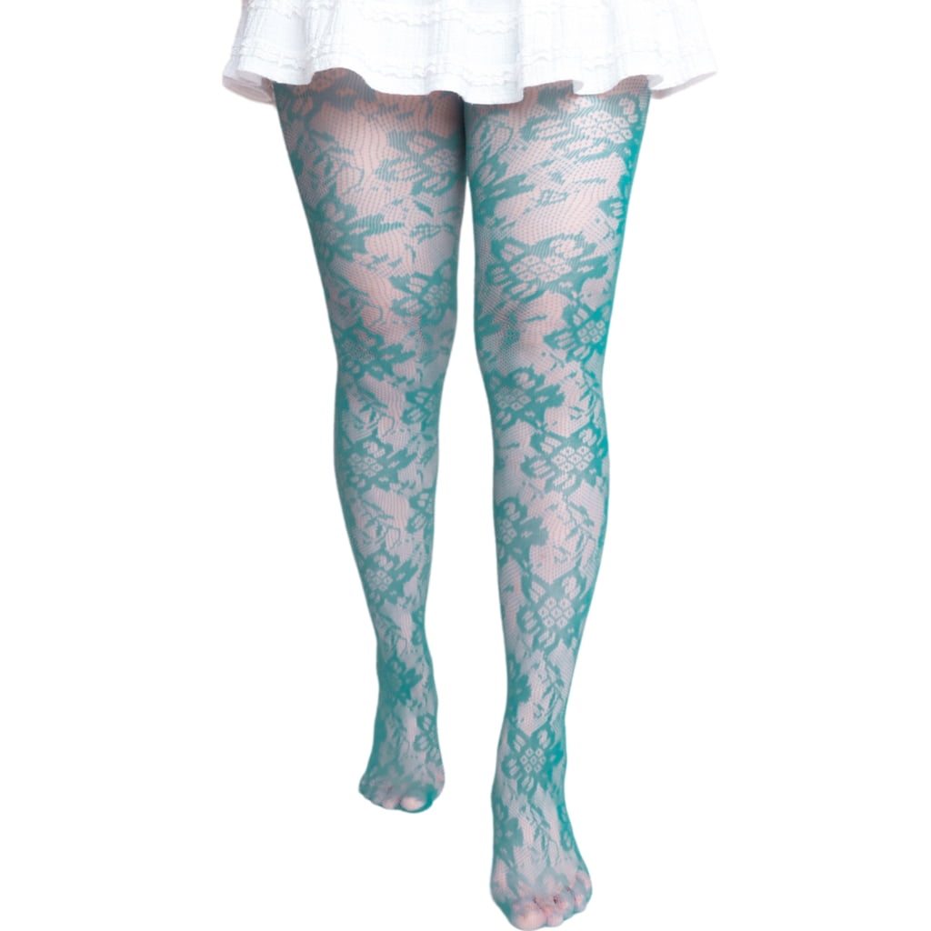 Floral Fishnet Lace Pantyhose Elegant Colorful Mesh Tights Stockings ...