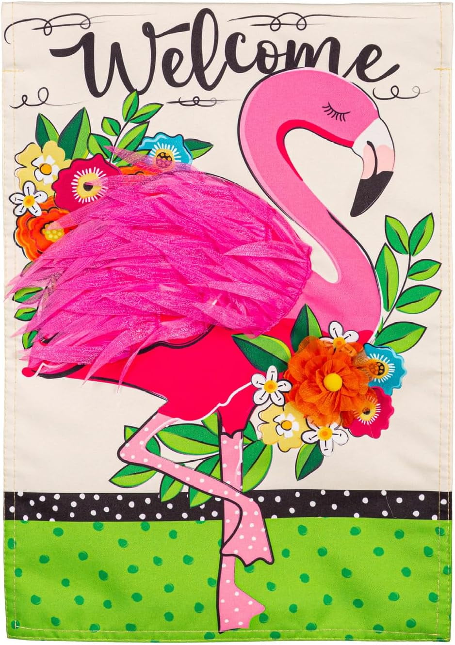 Floral Flamingo Welcome Garden Flag | Welcome Garden Flag 28 X 40 inch ...