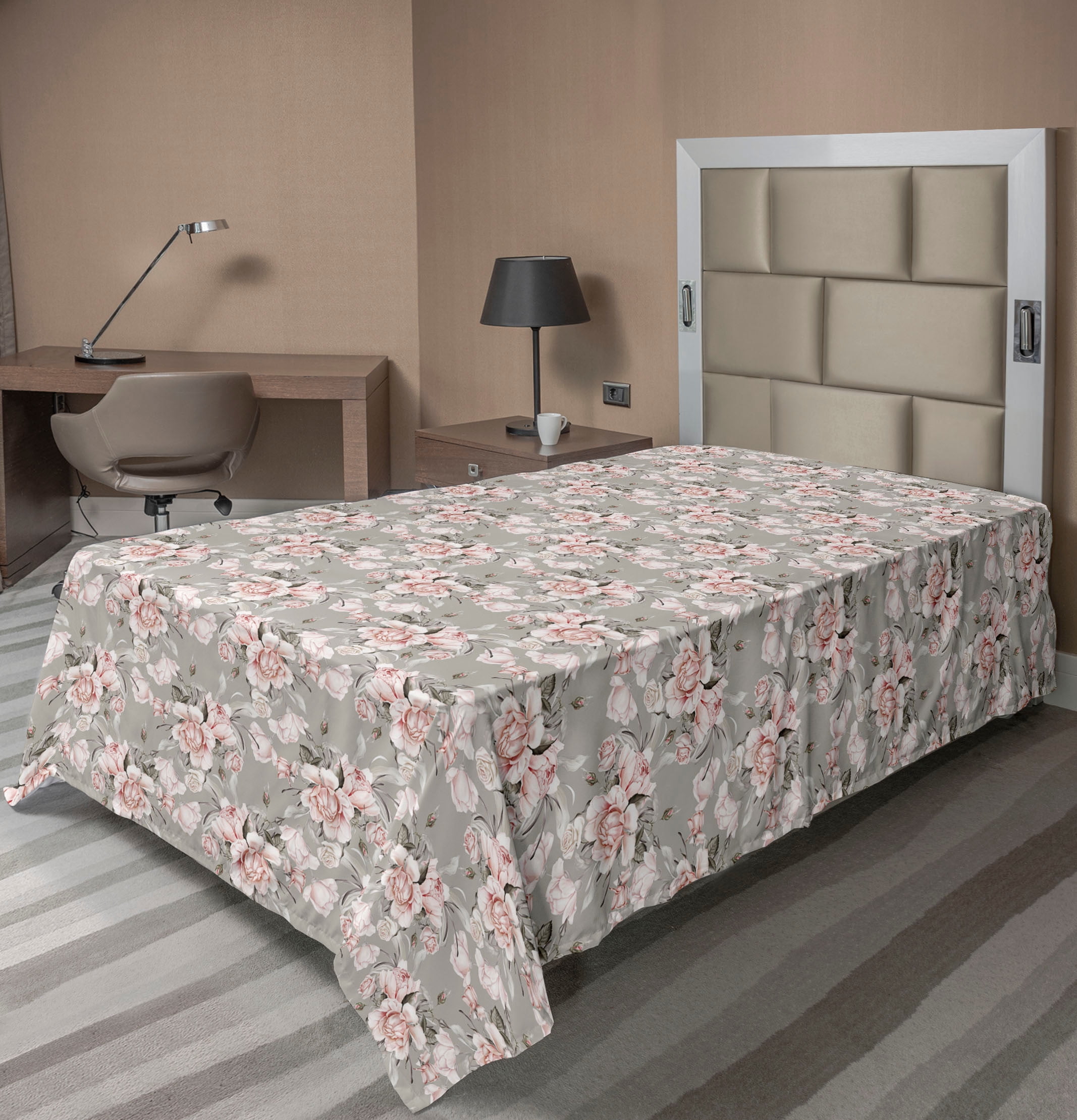 Ambesonne Floral Flat Bedding Sheet Soft Top Sheet, Blossoming Art ...