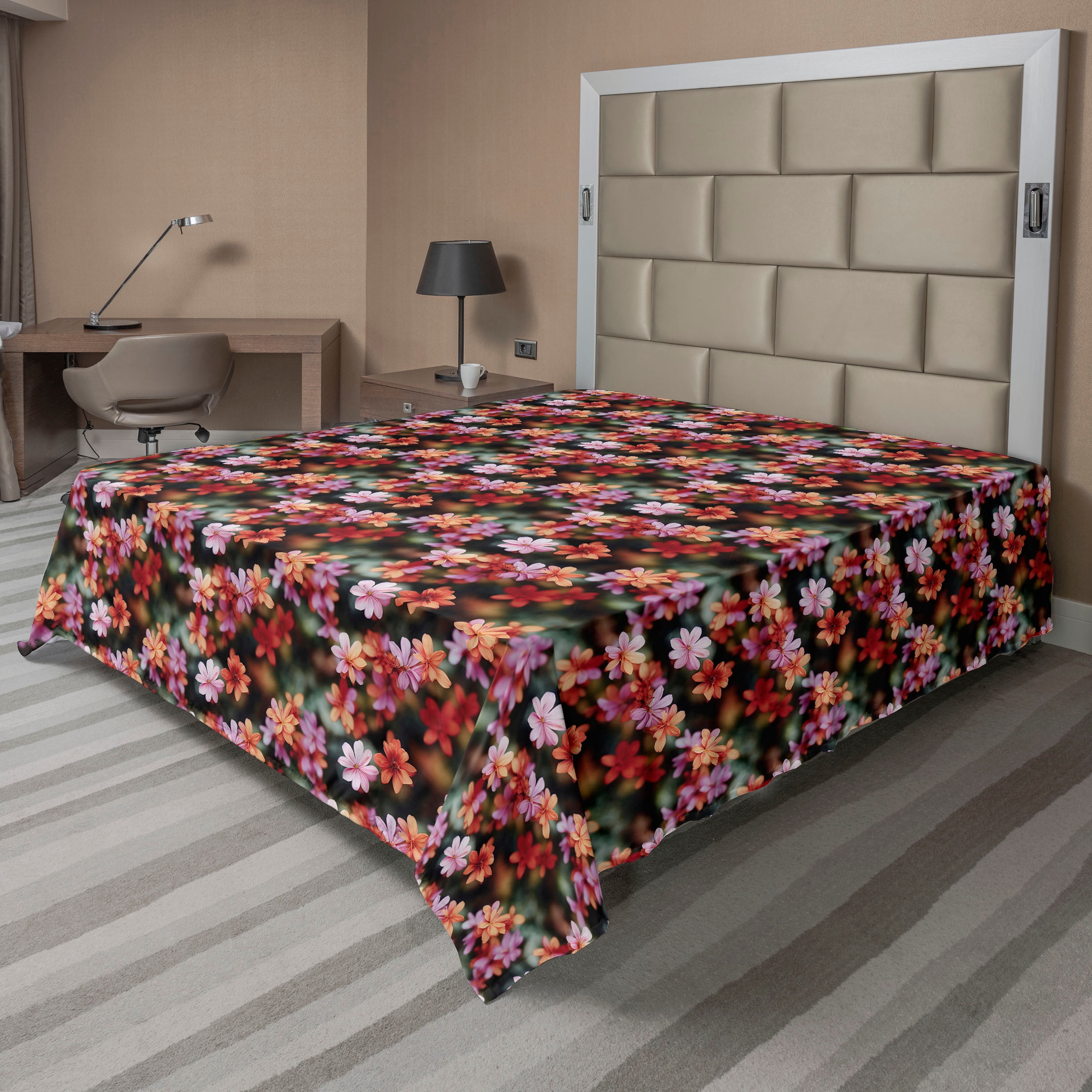 Ambesonne Floral Flat Bedding Sheet Soft Top Sheet, Flowers Landscape ...