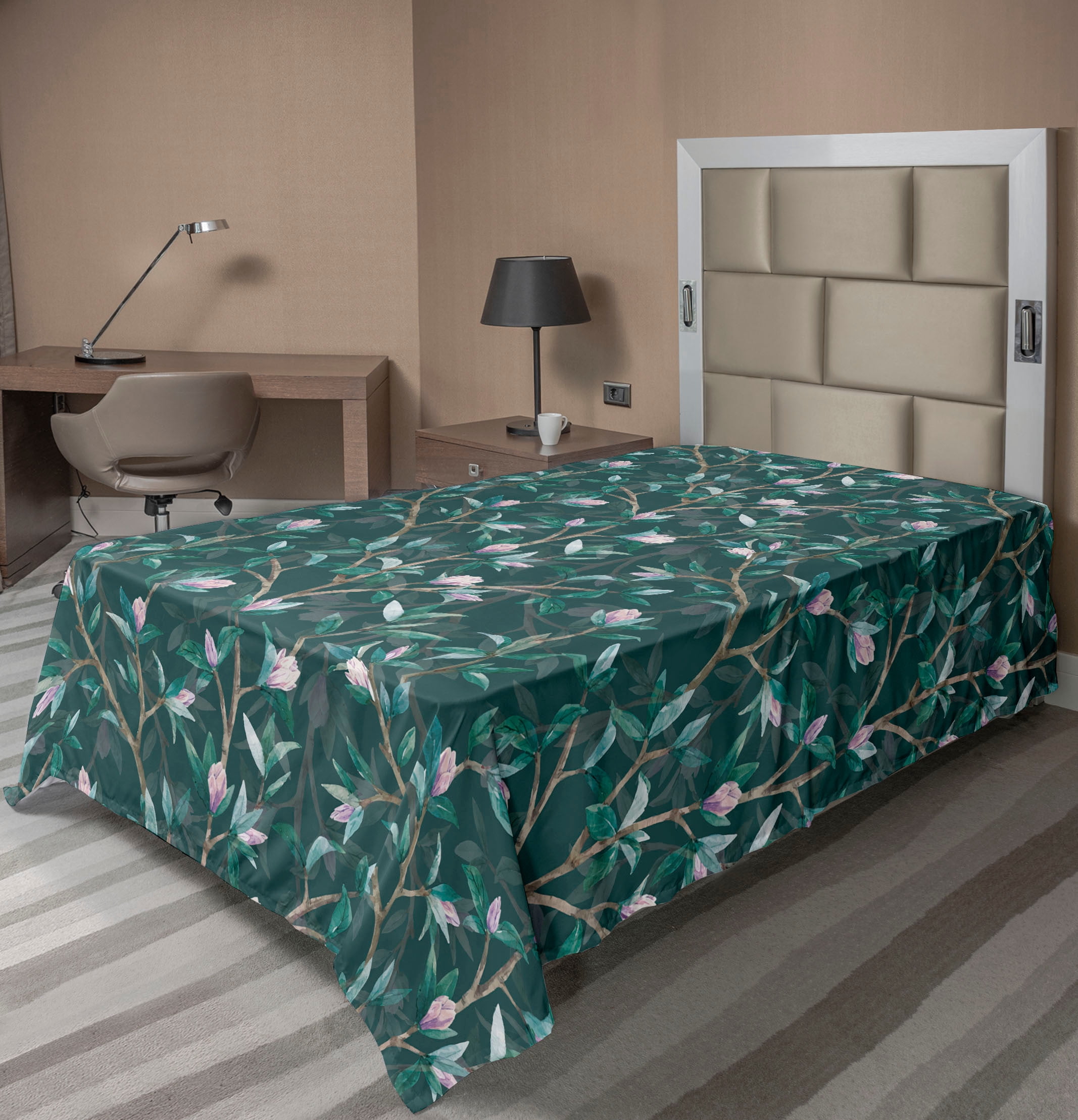 Ambesonne Floral Flat Bedding Sheet Soft Top Sheet, Magnolia Flowers ...