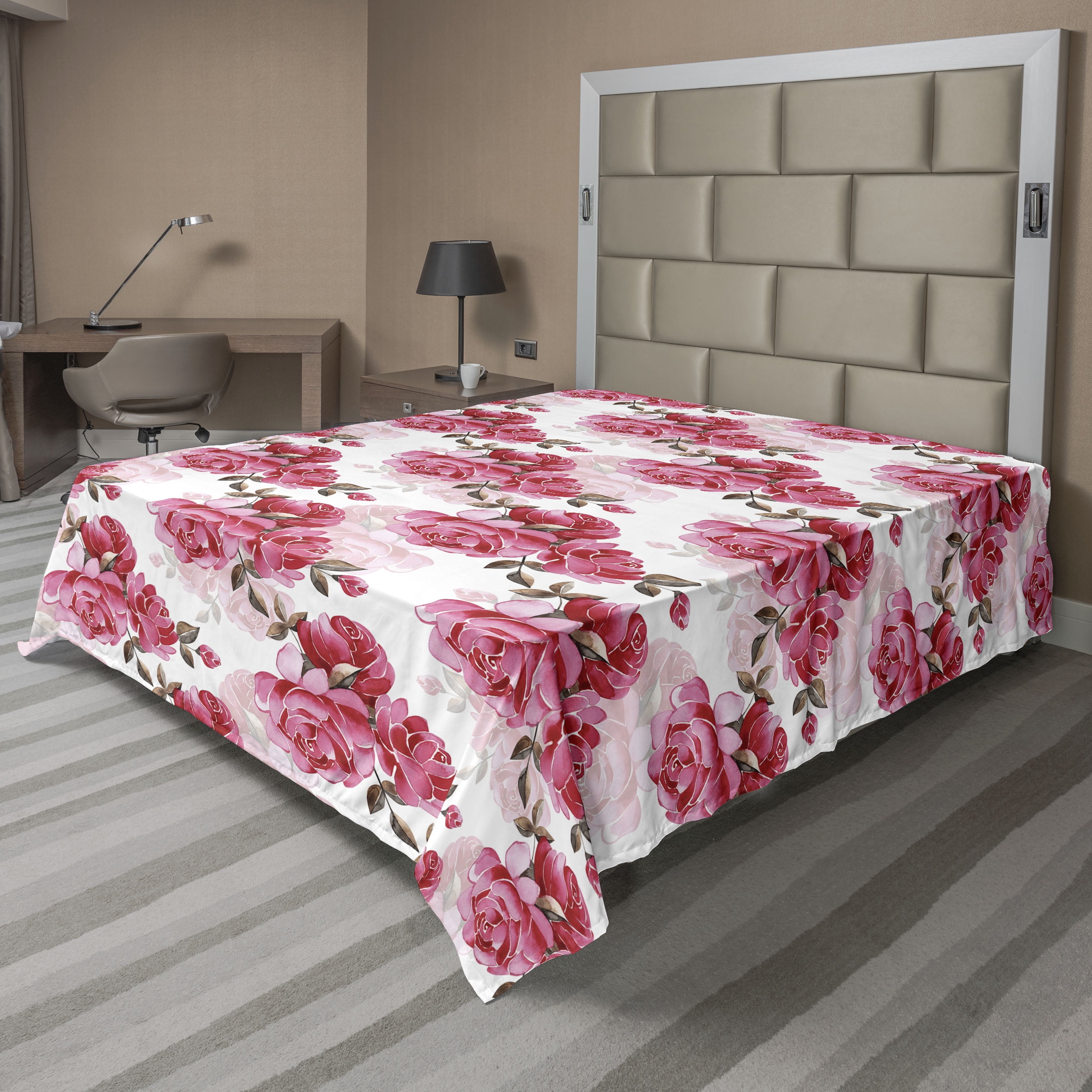 Ambesonne Floral Flat Bedding Sheet Soft Top Sheet, Art Romantic Peony ...
