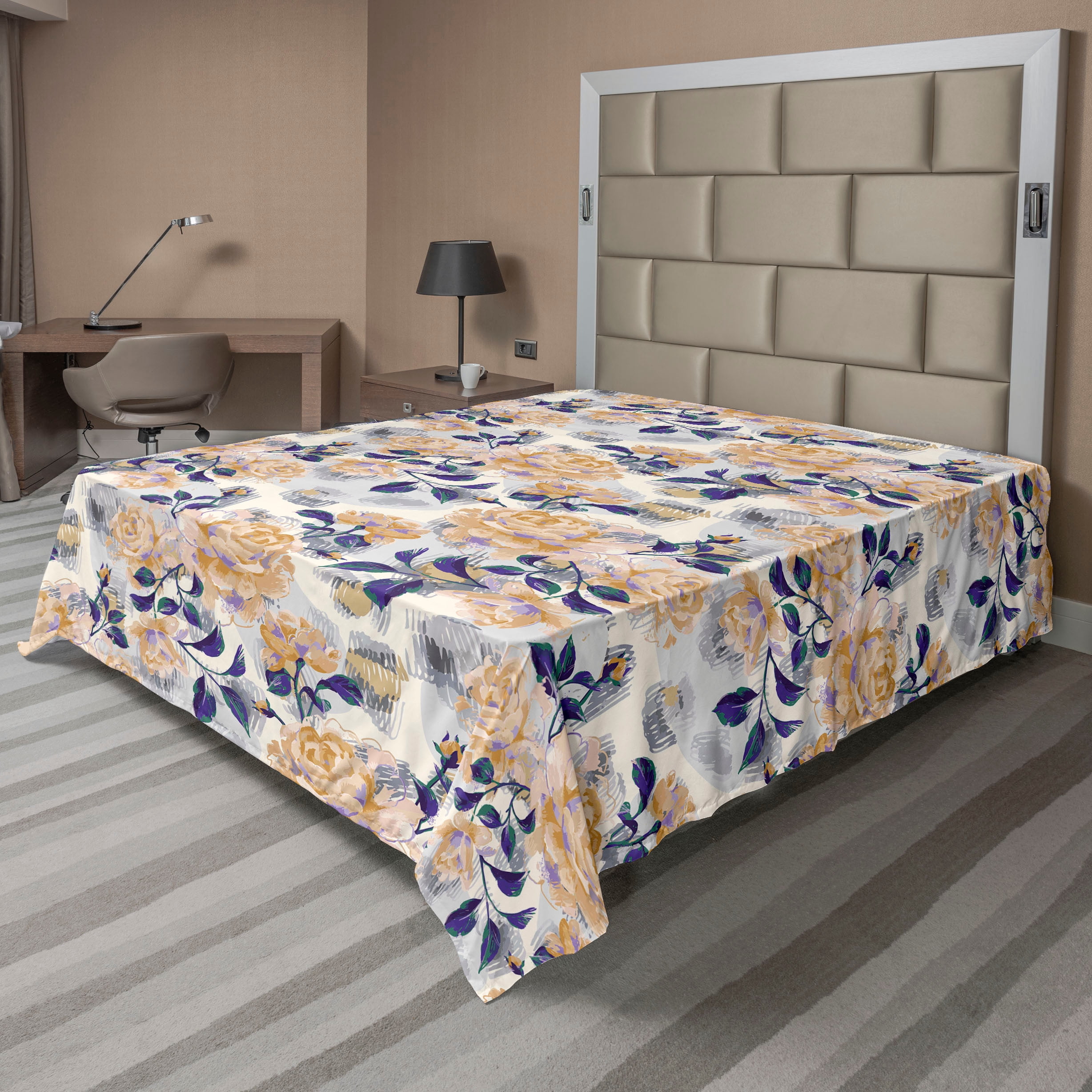 Ambesonne Floral Flat Bedding Sheet Soft Top Sheet, Romantic Rose ...