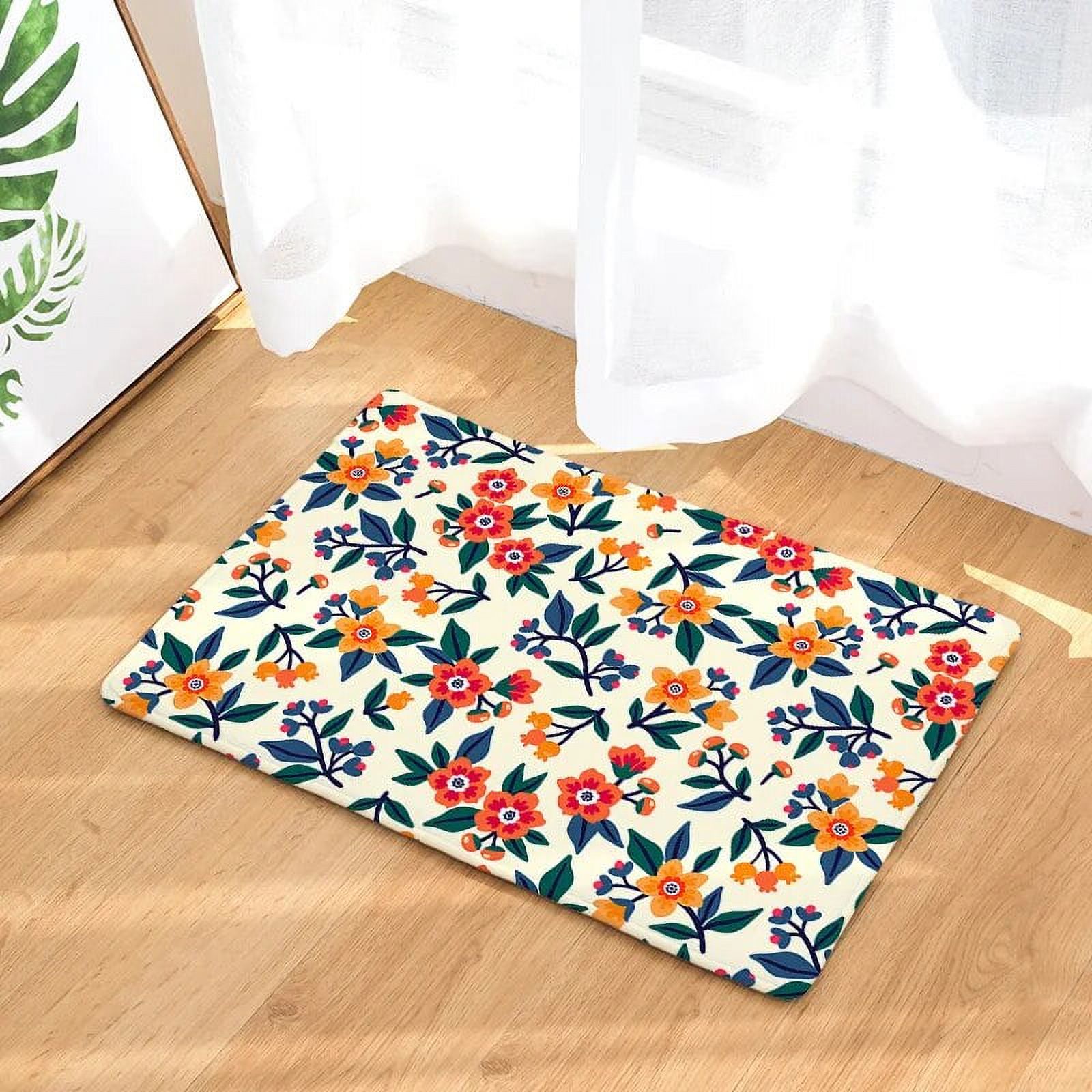 Floral Floor Kitchen Mat Carpet Anti-slip Door Entrance Mat Flowers ...
