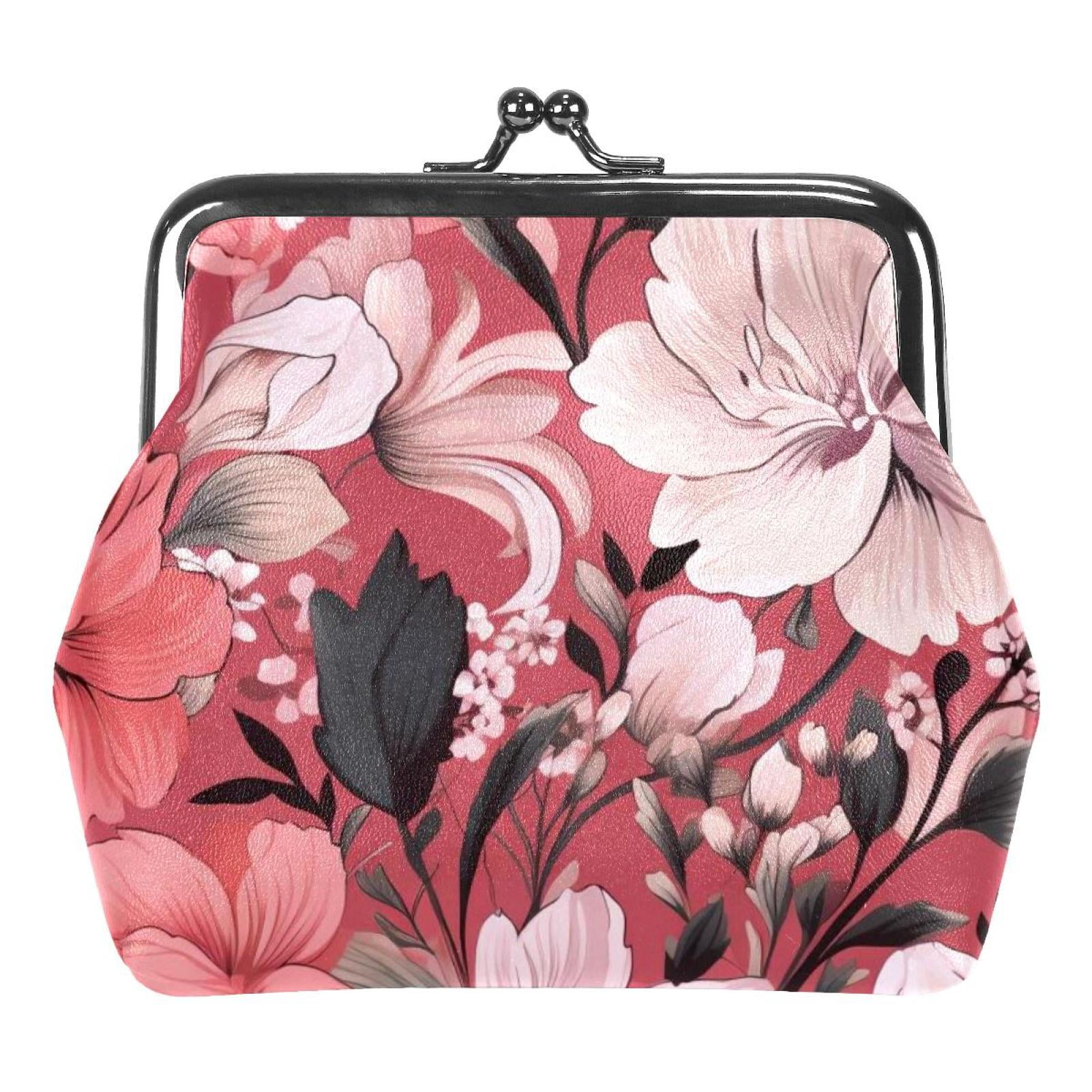 Floral Flower Coin Purse Kiss Lock Change Purse Vintage Trinkets Pouch ...