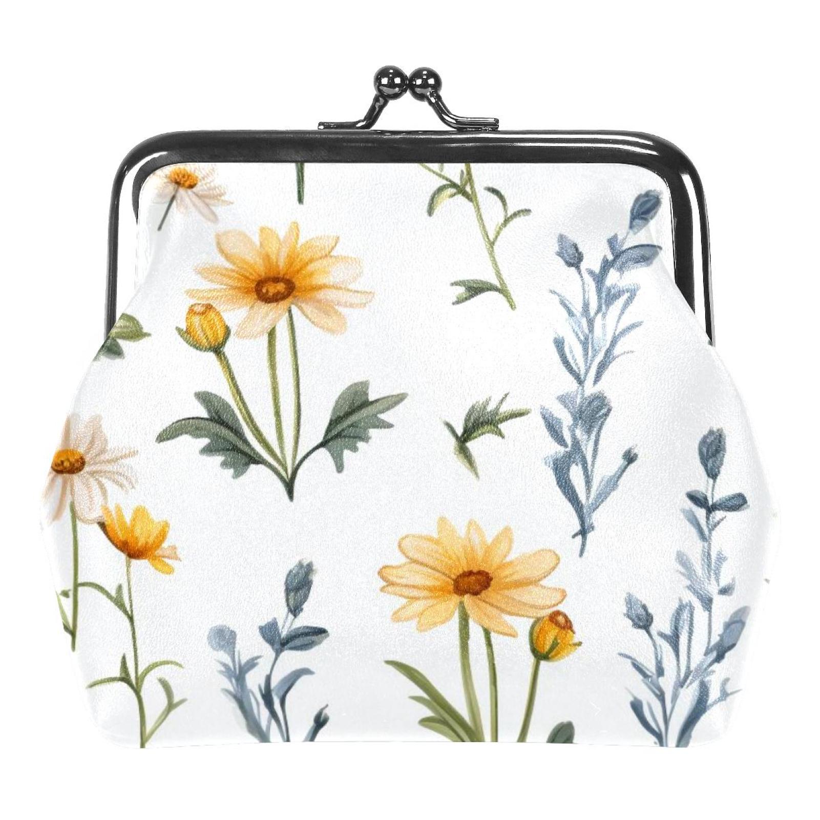 Floral Flower Coin Purse Vintage Pouch Buckle Clutch Bag Kiss-Lock ...