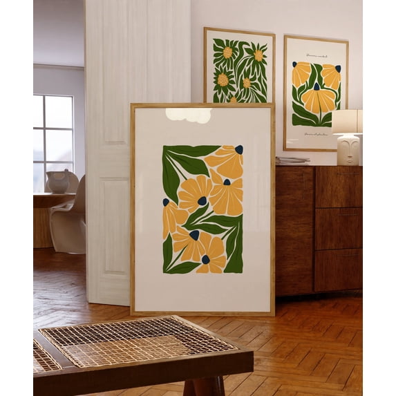Floral Flower Power 70s Retro Wall Art, Unframed Canvas 24x36in ...