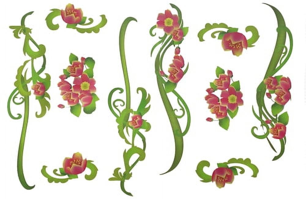 Floral Flower and Vines Style Easy Peel and Stick DIY Wall Decal ...