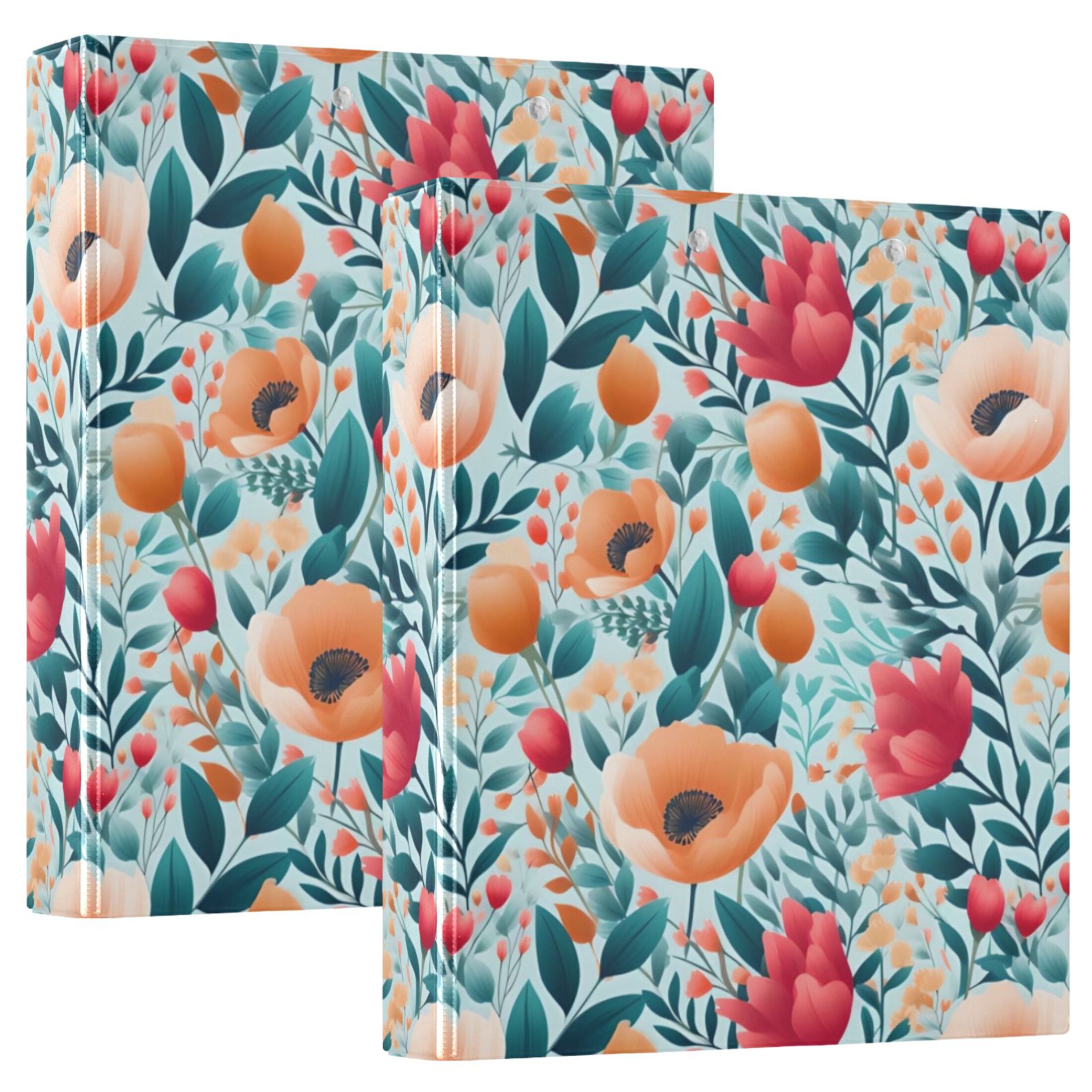Floral Flowers Hardcover 3 Ring Binder 1.5 inch Round Rings with ...