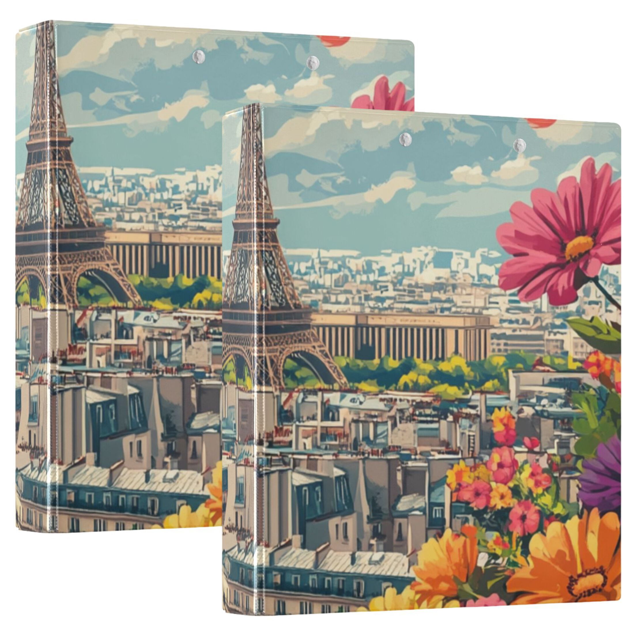 Floral Flowers Tower 3 Ring Binders 1.5 inch Hardcover File Folders ...