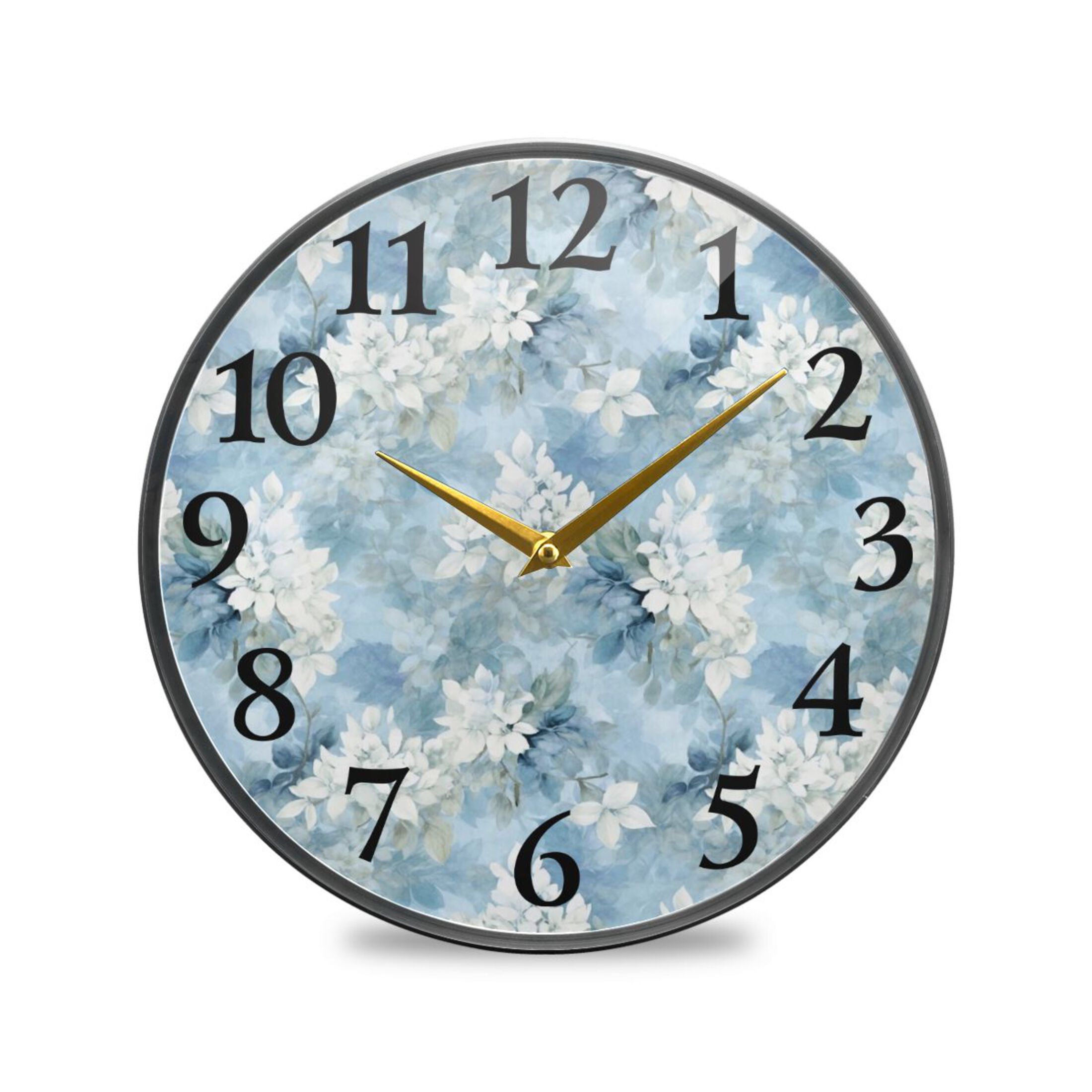 Floral Flowers Wall Clocks Battery Operated 9.5 Inch Round Clock ...