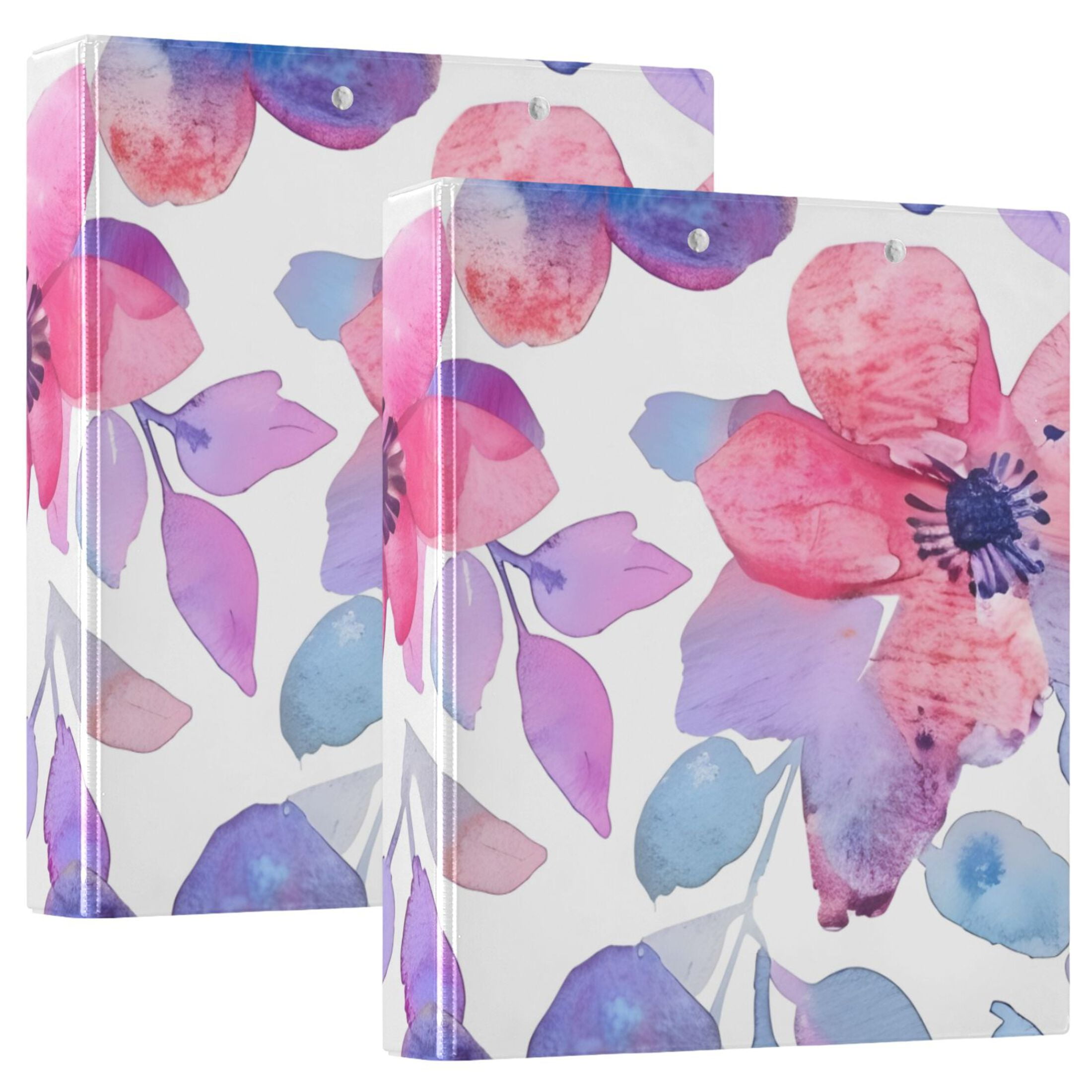 Floral Flowers with Leaves 3 Ring Hardcover Binders 1.5" Round Rings ...