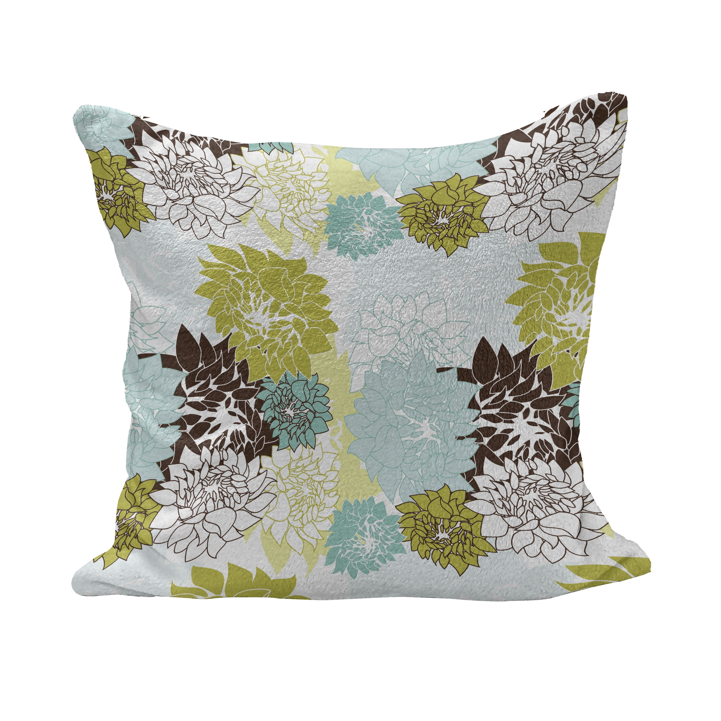 Floral Fluffy Throw Pillow Cushion Cover, Pastel Wildflowers Drawing of ...