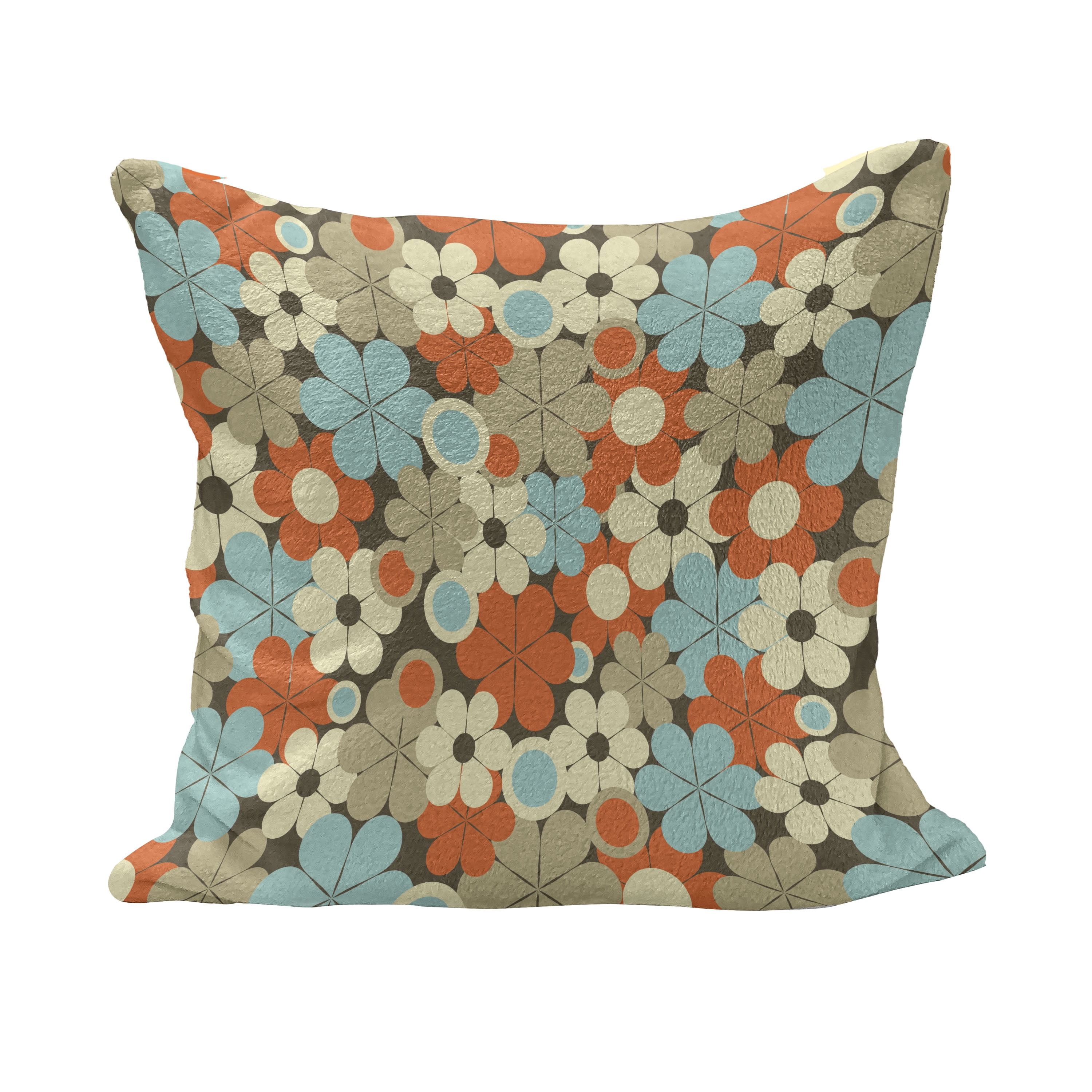 Floral Fluffy Throw Pillow Cushion Cover, Retro Flower Pattern ...