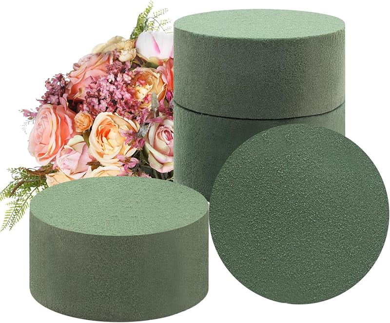 Floral Foam,4 Pcs Green Round Wet & Dry Floral Foam Blocks Florist ...