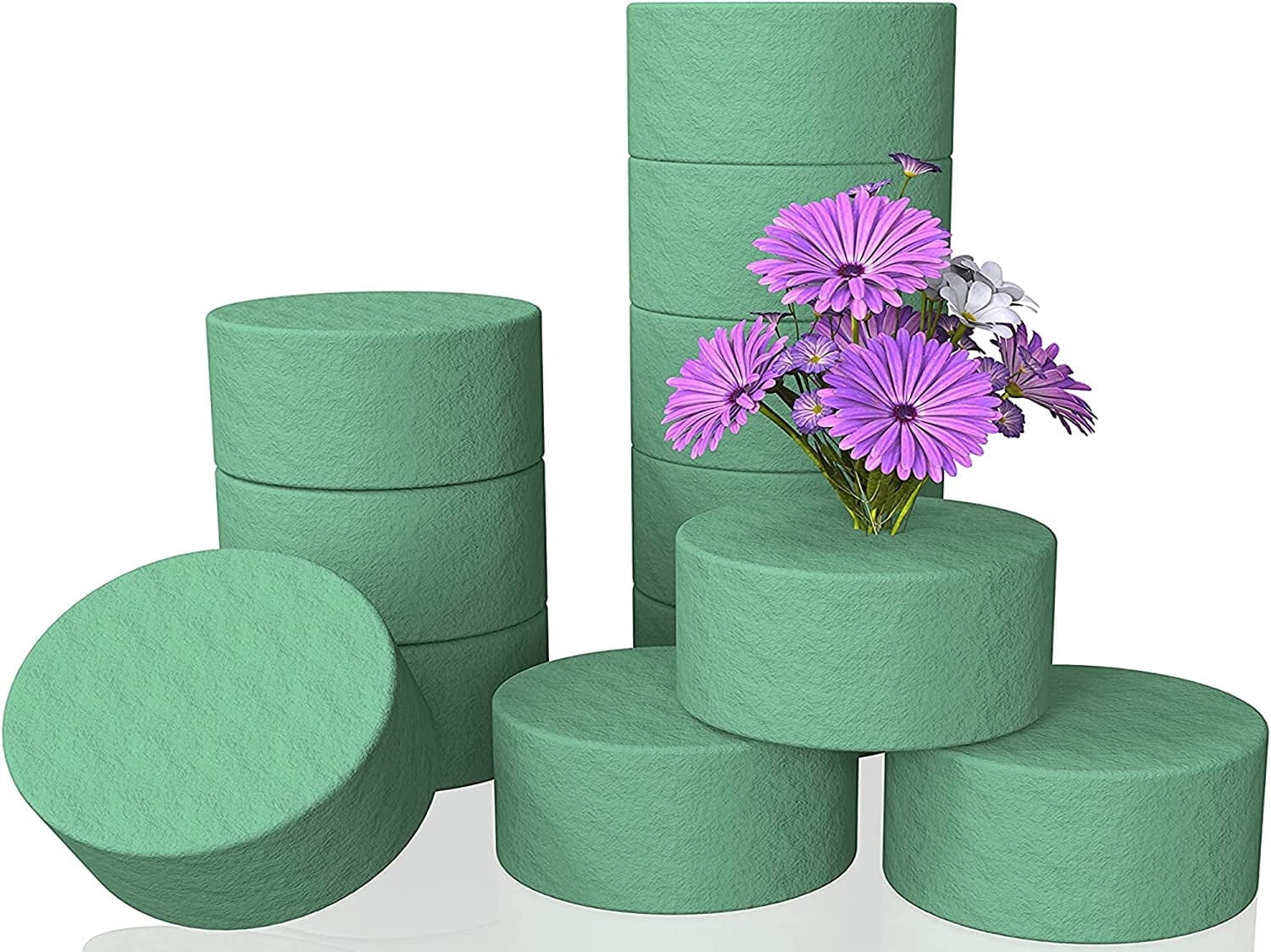 Floral Foam Block,Casewin 12Pcs Round Flower Sponge Green for Flowers ...