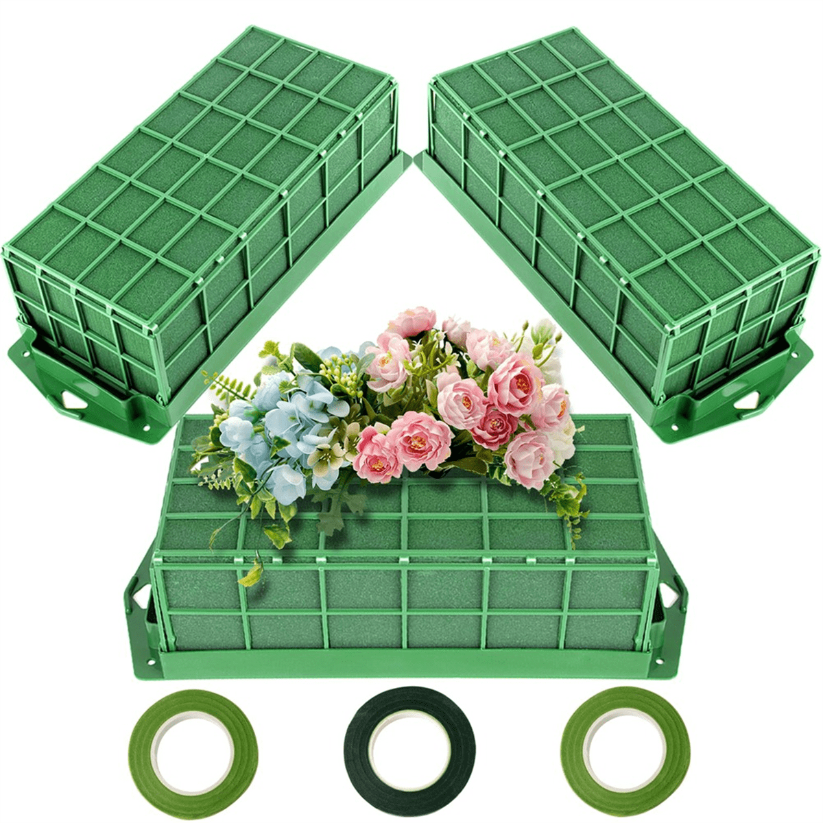 Floral Foam Cage, 3 Pack Blocks for Flower, Flower Holder with Foam ...