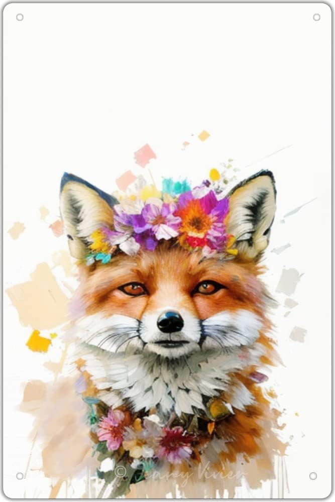 Floral Fox Art, Fox Gifts for Fox Lovers, Woodland Animals Poster for ...